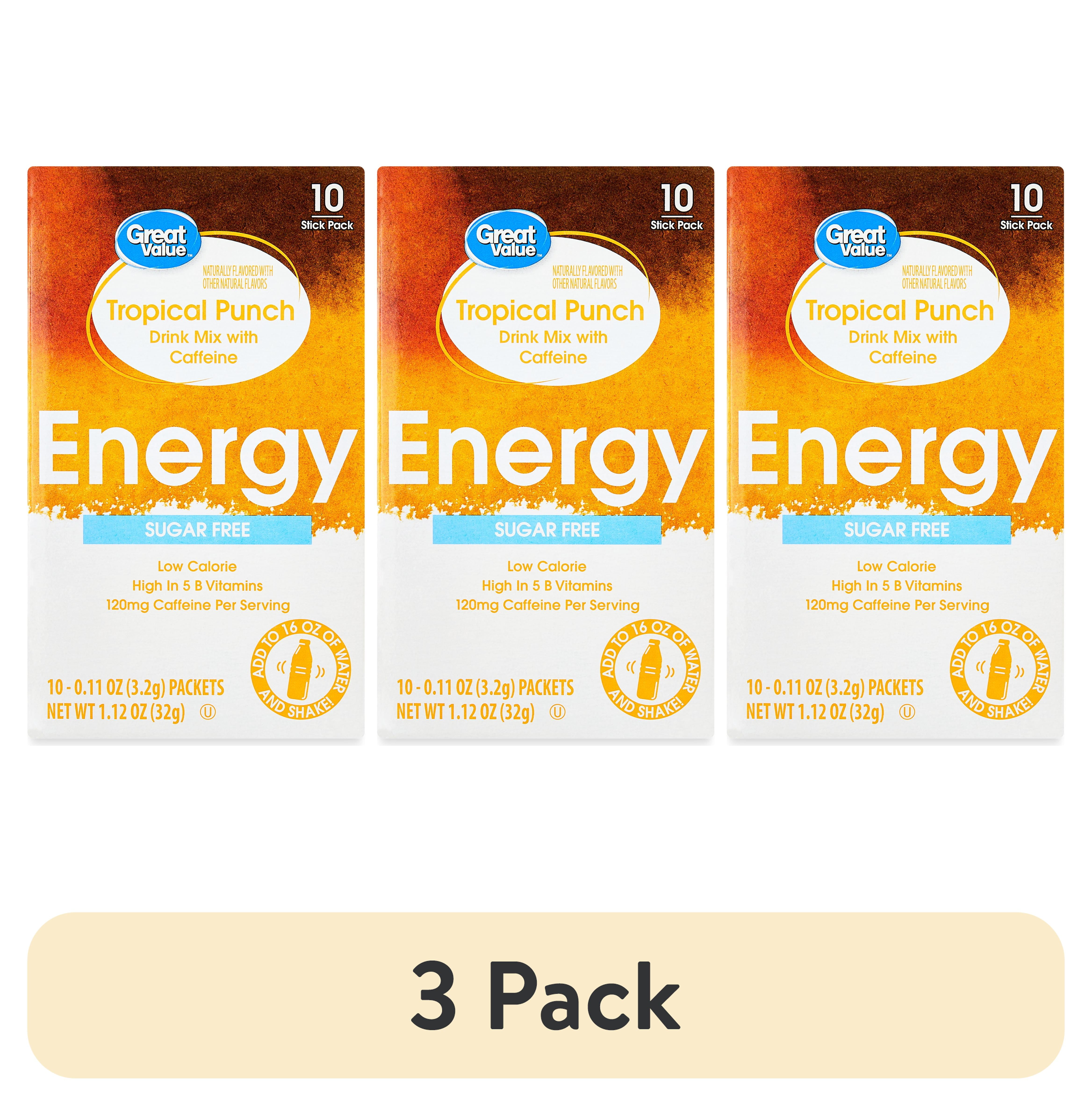 (3 pack) Great Value Tropical Punch Energy Liquid Drink Mix, Sugar-Free ...