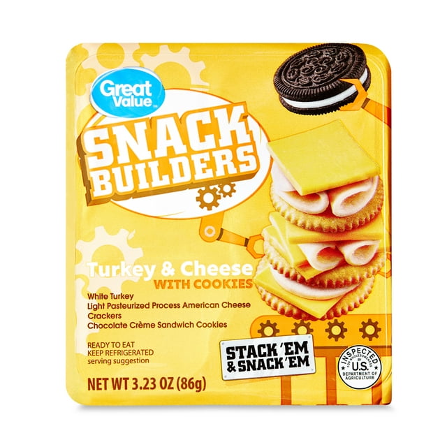 Great Value Turkey and Cheese Snack Builders with Cookies, 3.20 oz ...
