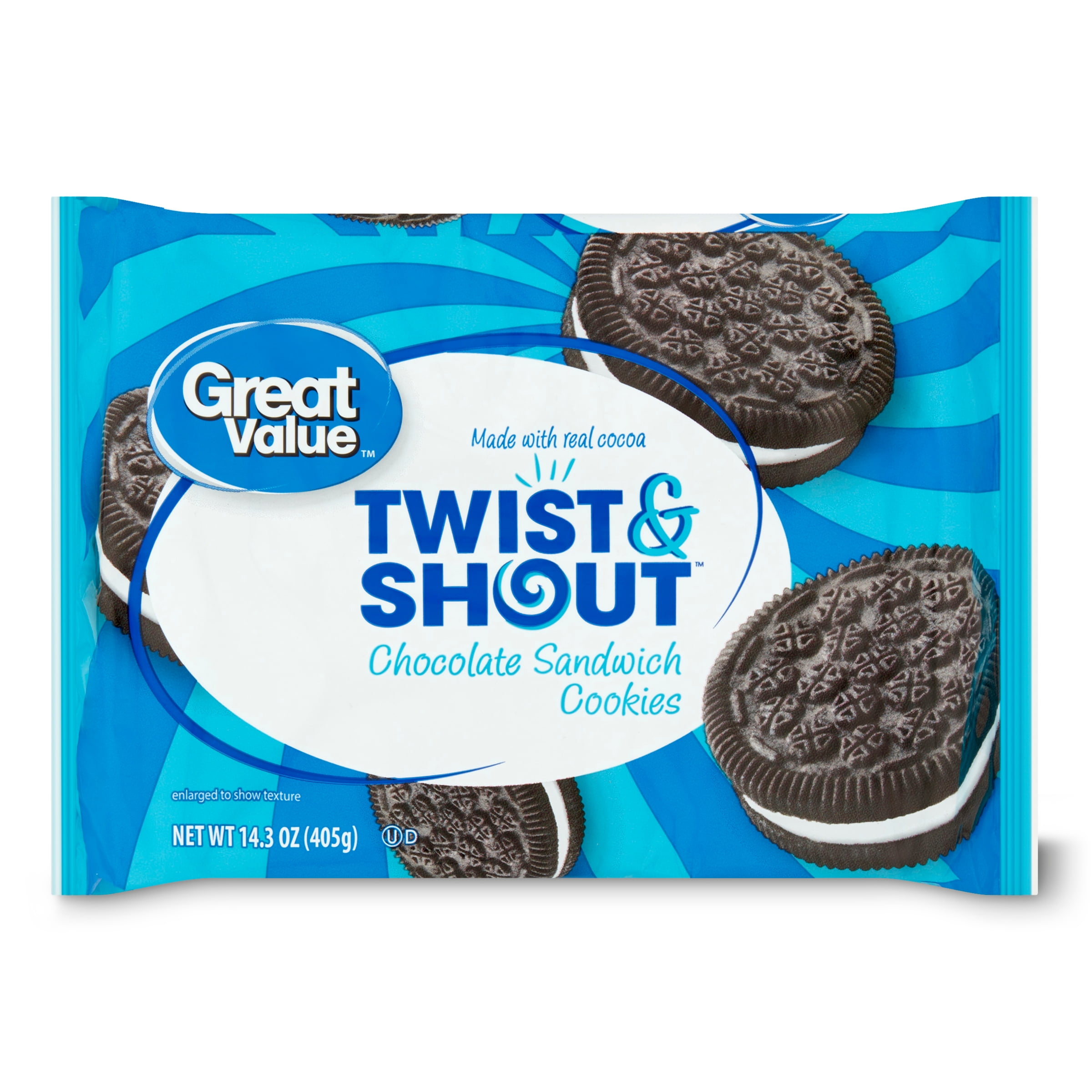 Great Value Twist & Shout Chocolate Flavor Sandwich Cookies, 14.3 oz ...