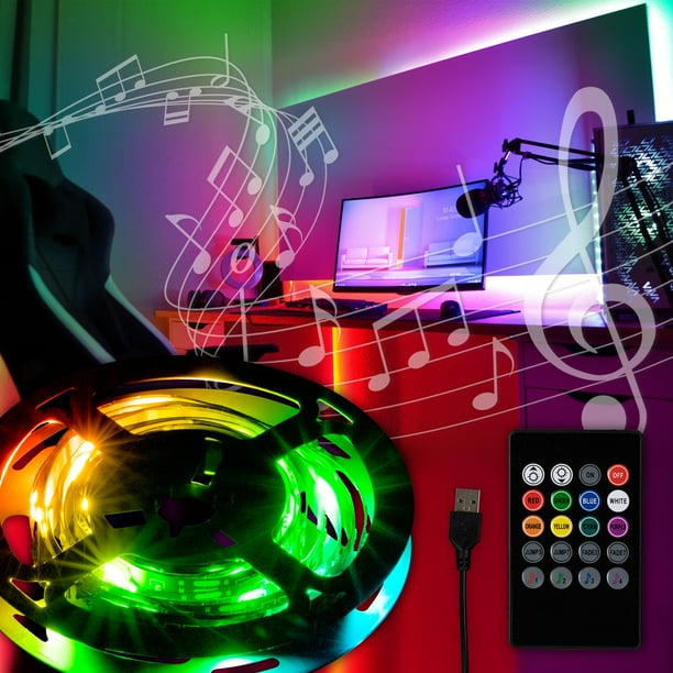 Great Value USB Powered 6.5FT Sound Reactive Color Changing Tape Light ...