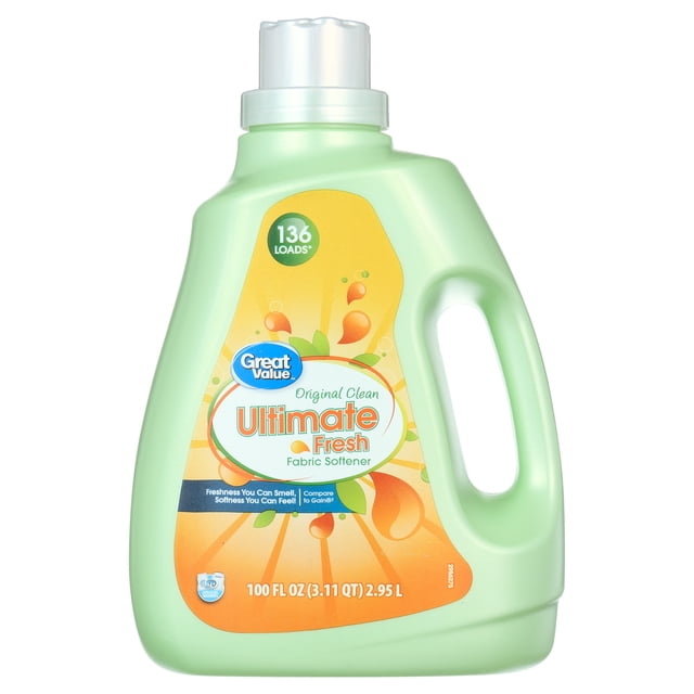 Great Value Ultimate Fresh Fabric Softener, Original Clean, 100 FL OZ ...