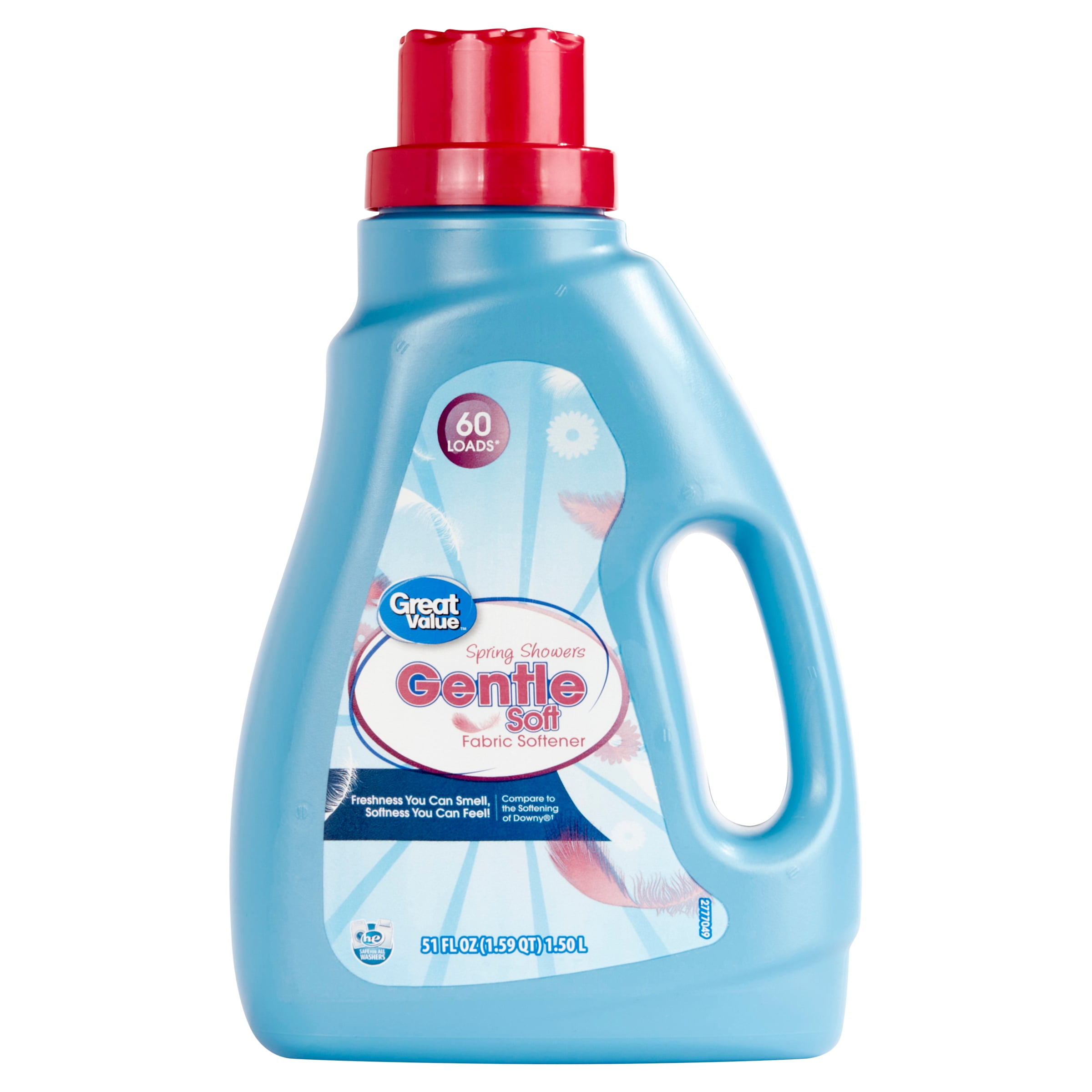 Great Value Fabric Softener Spring Showers 51 FL OZ, 60 Loads, Fresh ...