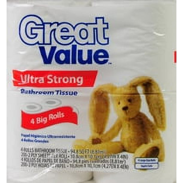 Great Value Ultra Strong Bathroom Tissue, 4 Rolls - Walmart Business ...