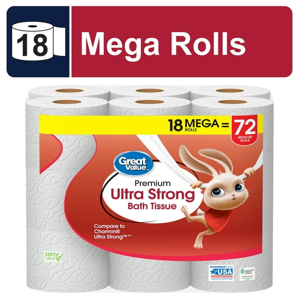 Great Value Ultra Strong Toilet Paper, 18 Mega Rolls - Walmart Business ...