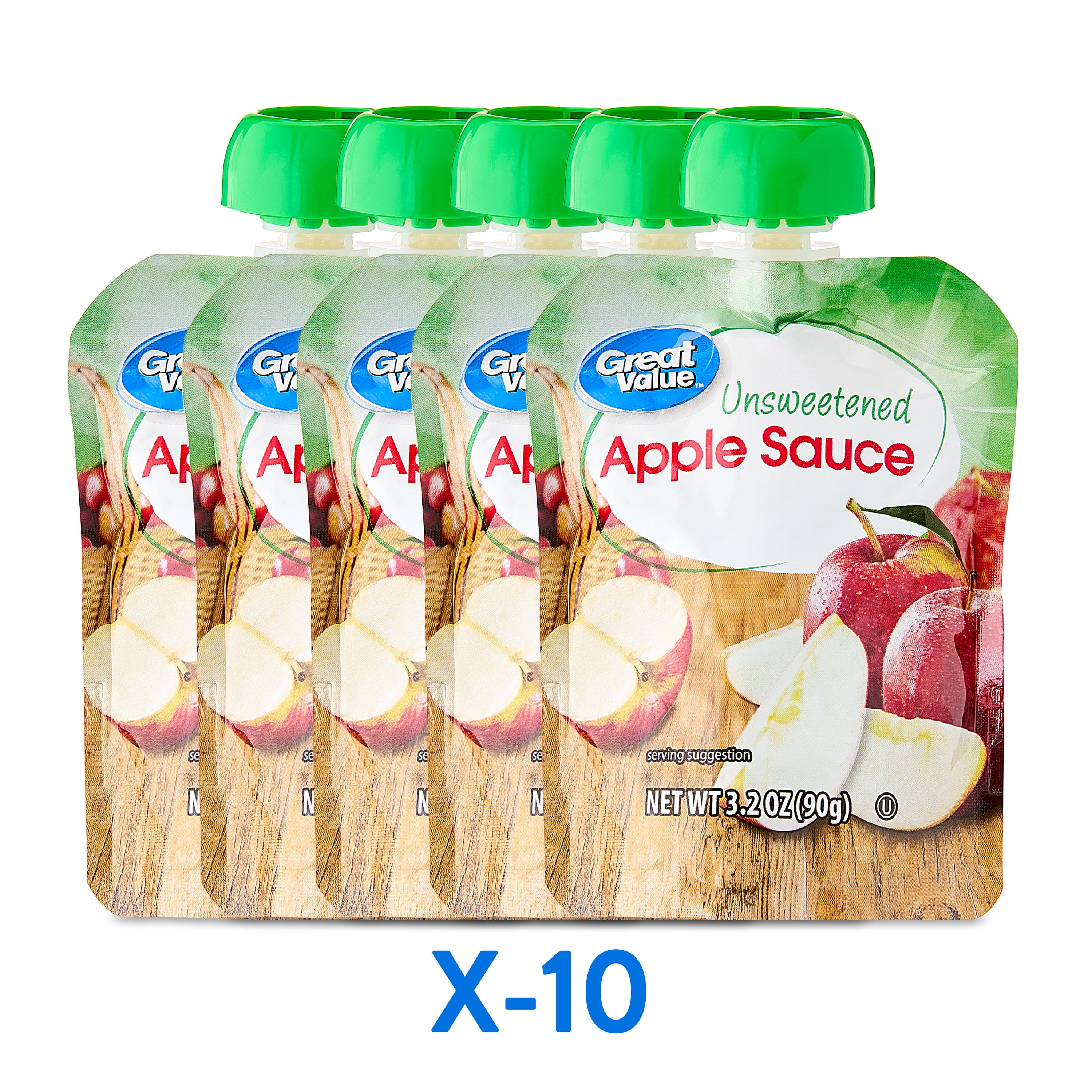 Great Value Unsweetened Apple Sauce Pouches, 3.2 oz, 50 Count - Walmart.com