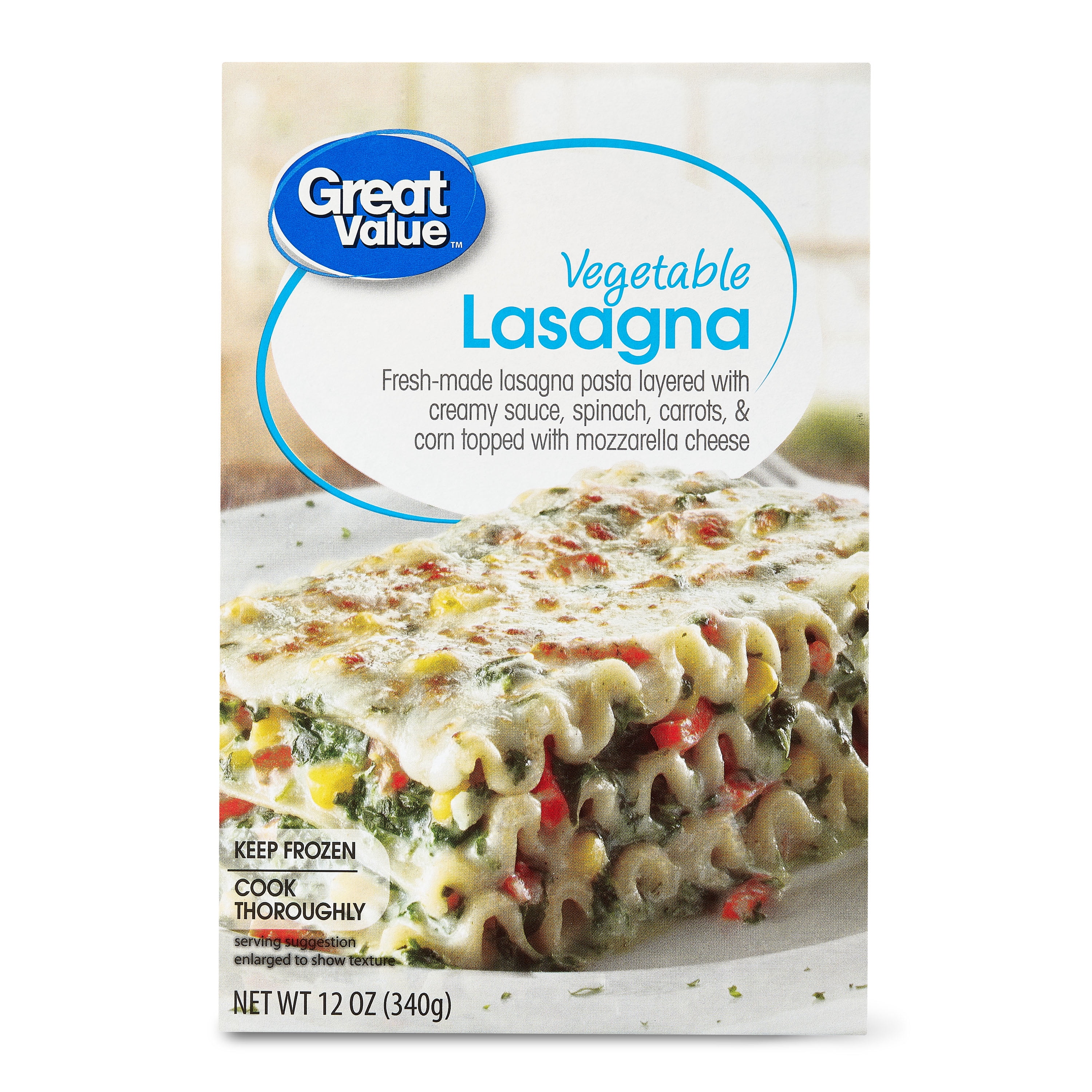 Great Value Vegetable Lasagna Pasta 12 oz, Fresh Made Lasagna with ...