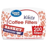 Great Value White Basket Coffee Filters, 200 Count Fits 8-12 Cup Coffee ...