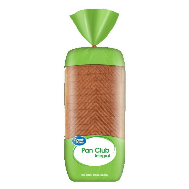Great Value, Whole Wheat Club Sandwich Sliced Bread Loaf, 24 oz Regular ...