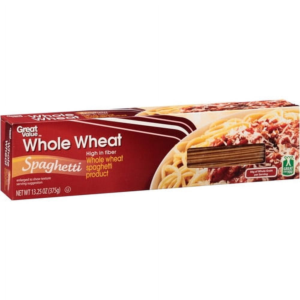 Great Value Whole Wheat Regular Spaghetti Pasta, 13.25 oz - Walmart.com