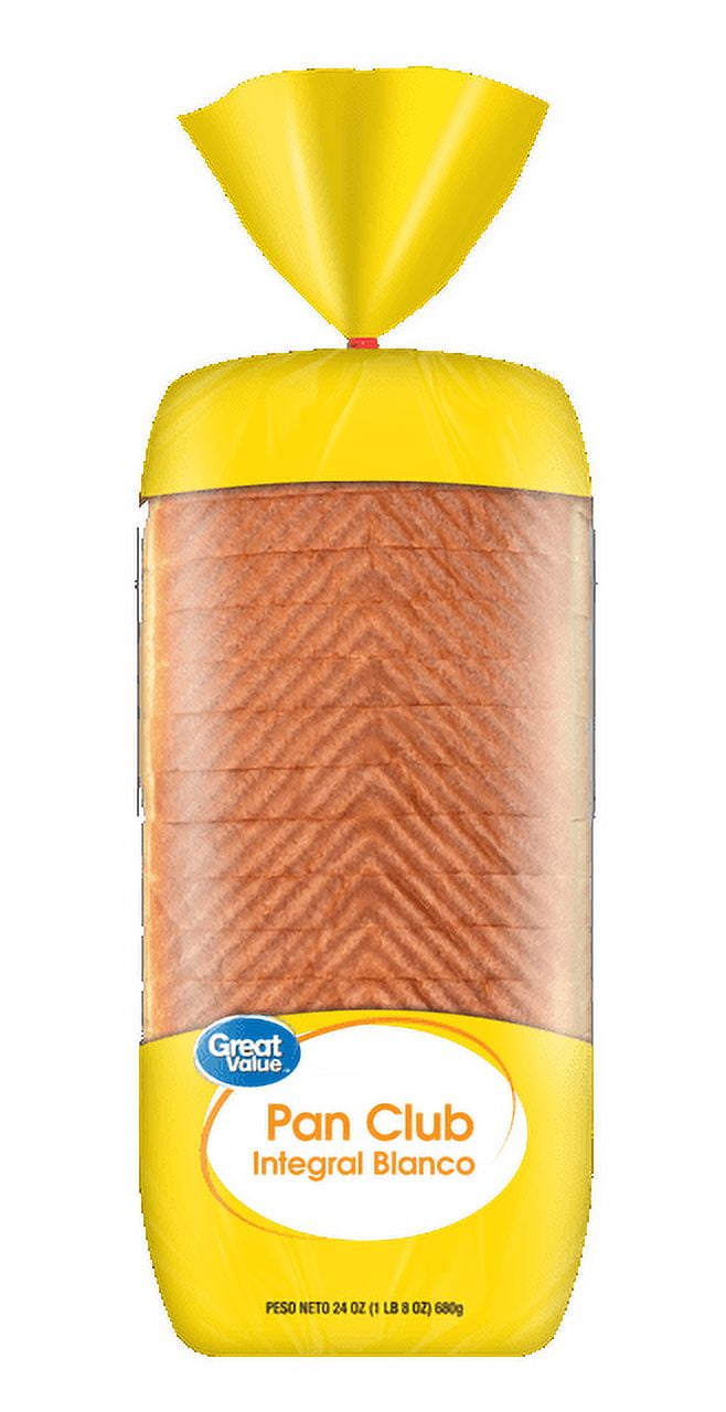 Great Value, Whole White Club Sandwich Bread Loaf, Sliced, 24 oz, Shelf ...