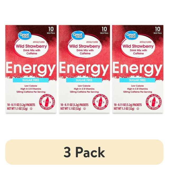 (3 pack) Great Value Wild Strawberry Drink Mix, 10 Ct - Walmart.com