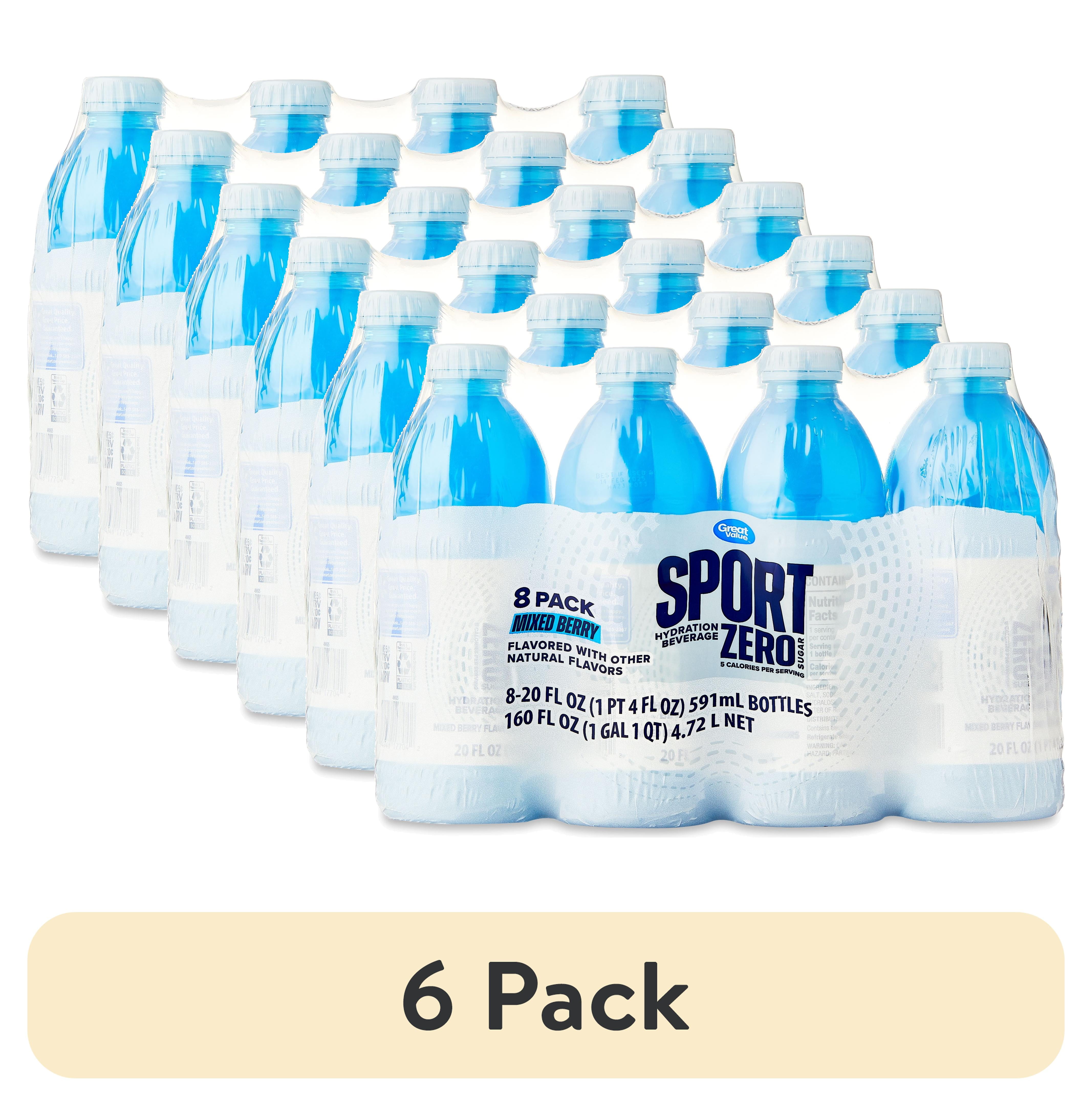 (6 pack) Great Value Zero Sugar Sports Hydration Drink, Mixed Berry, 20 ...