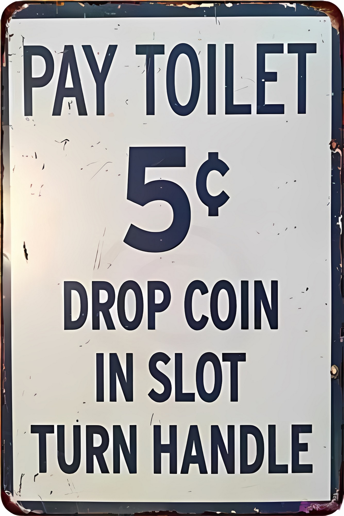 Great Vintage Metal Tin Sign Pay Toilet 5 Cent - 8"x12" Retro Aluminum ...