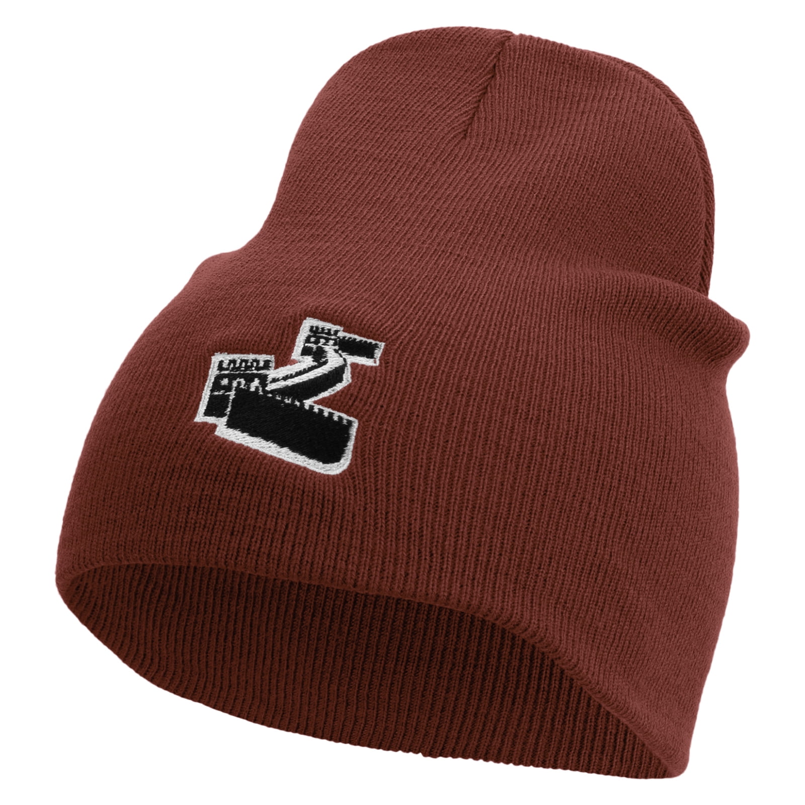 Great Wall Of China Embroidered 8 inch Acrylic Short Blank Beanie - Red ...