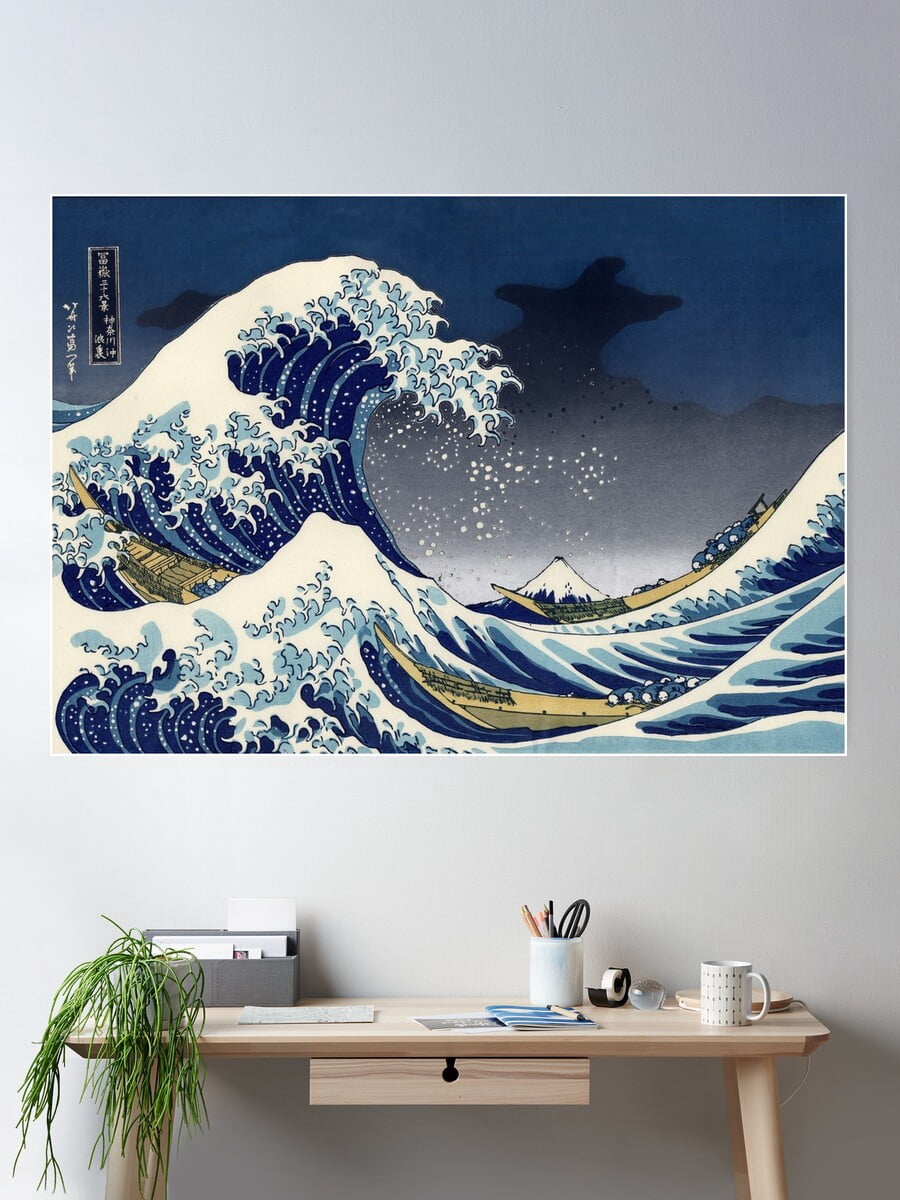 Great Wave: Kanagawa Night Poster Wall Art, Modern Wall Decor For ...