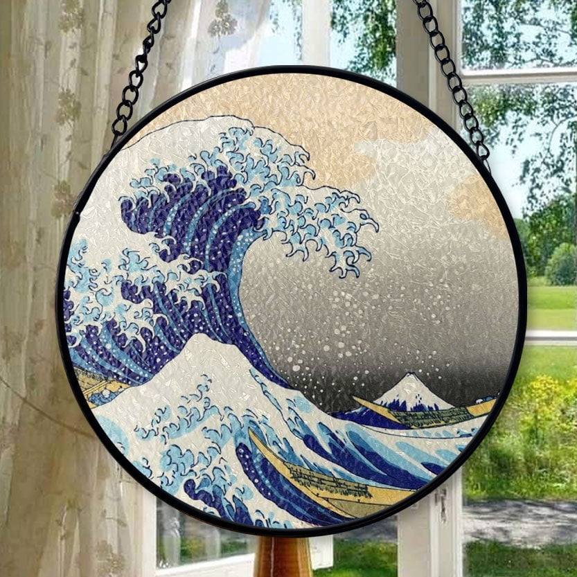 The Great Wave off Kanagawa Stained Glass SunCatcher Light Catcher ...