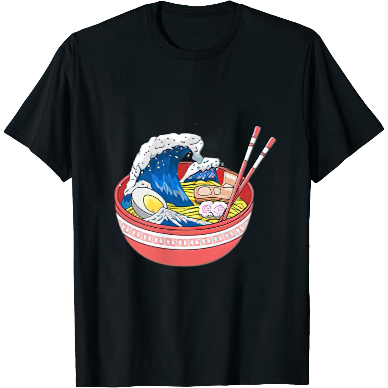 Great Wave Ocean Ramen Hot Kawaii Japanese Foodie Pocket Womens T-Shirt ...