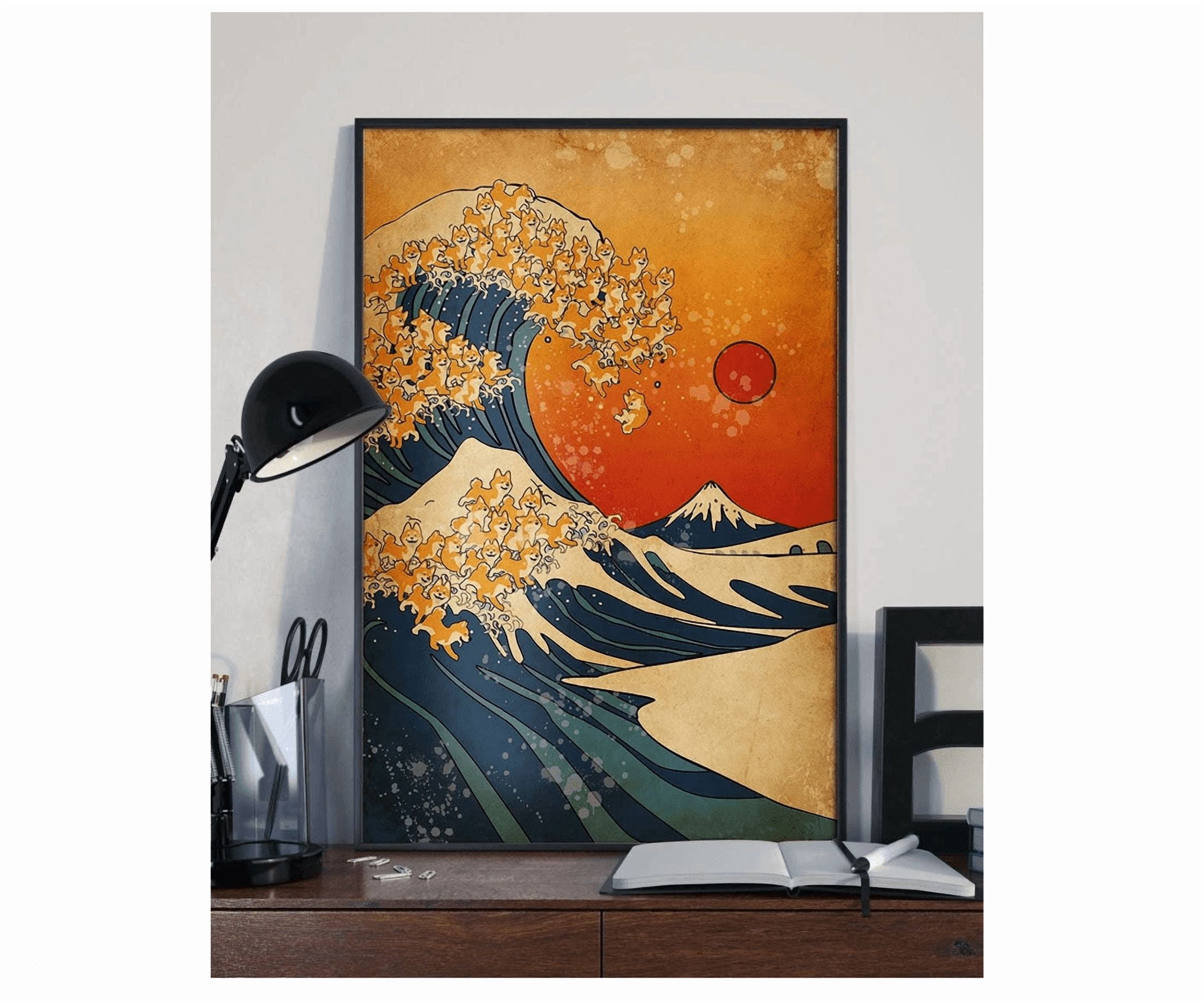 Great Wave Of Siberian Shiba Inu Poster Home Decor Office Wall Art ...