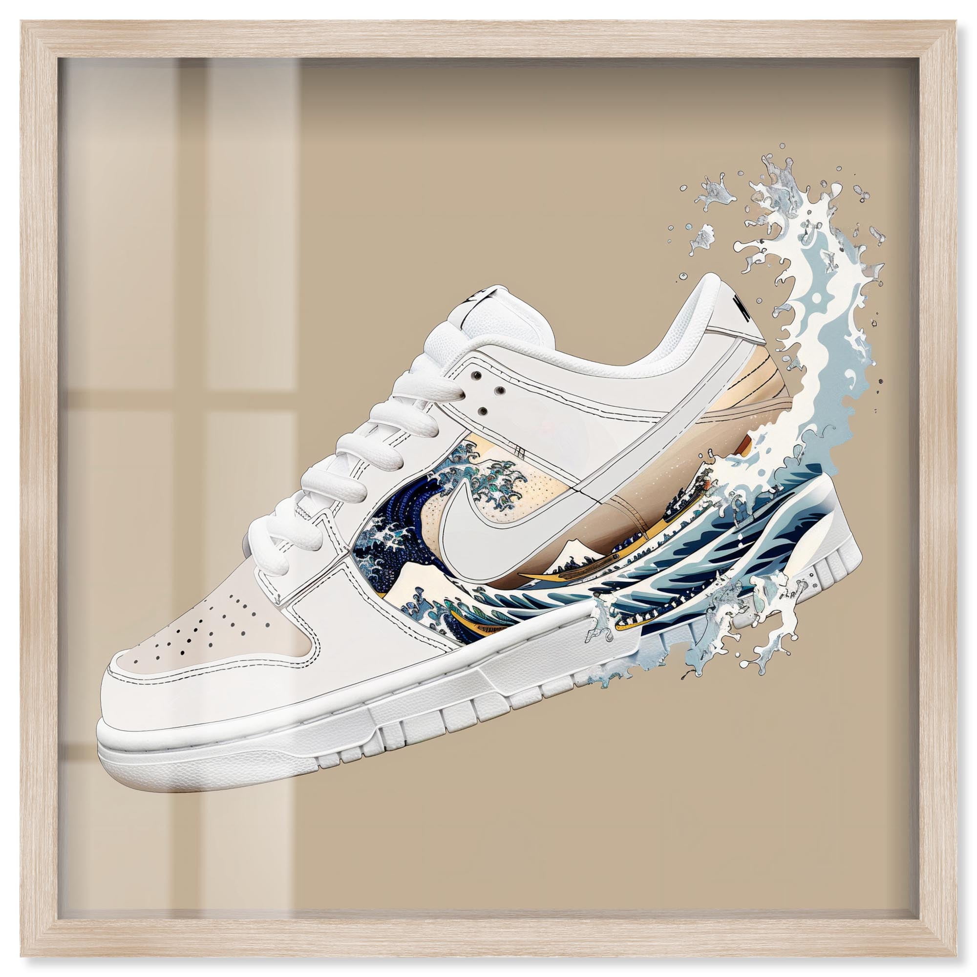 Great Wave Sneaker Splash Shadowbox Print Sneaker Wall Art by Art ...