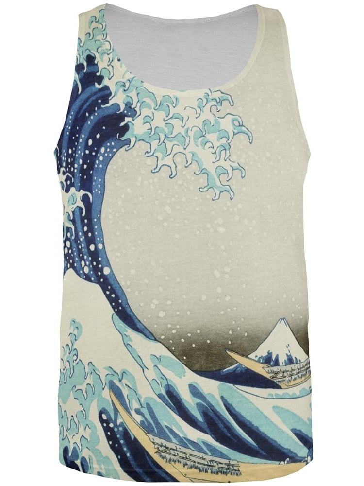 Great Wave Tsunami Japanese Painting All Over Mens Tank Top Multi X-LG ...