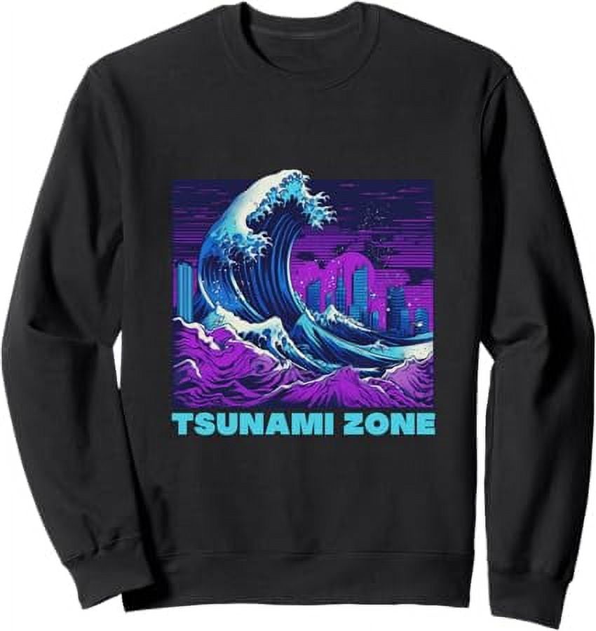 Great Wave Vaporwave "Tsunami Zone" Synthwave Tidal Wave Sweatshirt ...