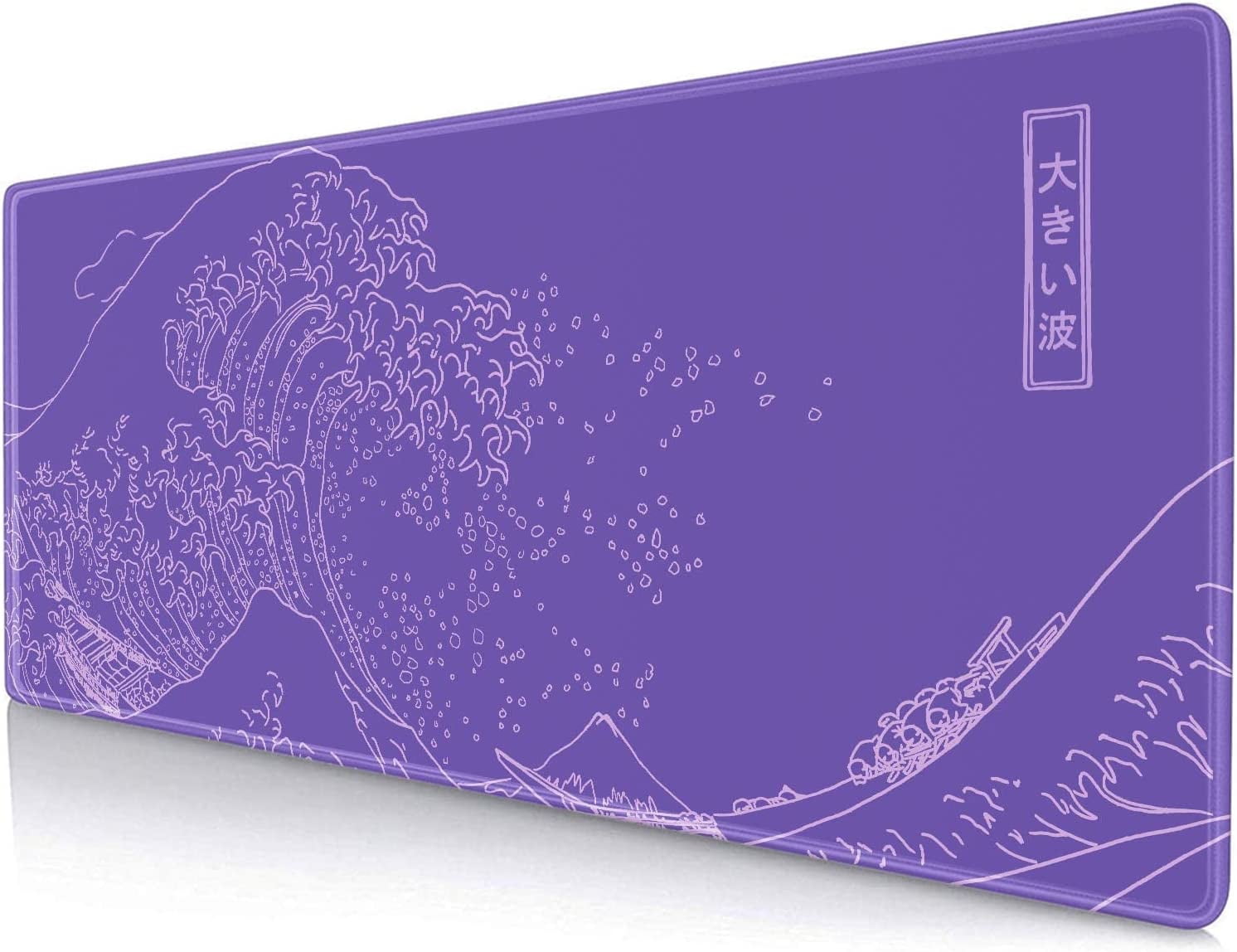 Great Wave XXL Gaming Mouse Pad, Purple Minimalist Japanese Desk Mat ...