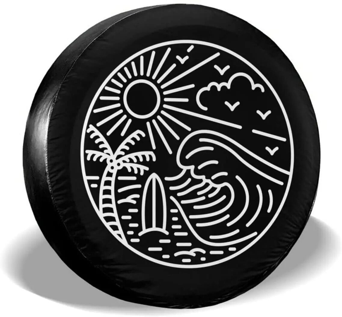 Great Wave and Surfboard Spare Tire Cover Waterproof Dust-Proof UV Sun ...