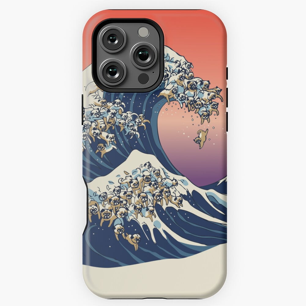 Great Wave of Pug Funny Dog Meme Art Protective and Compatible iPhone ...