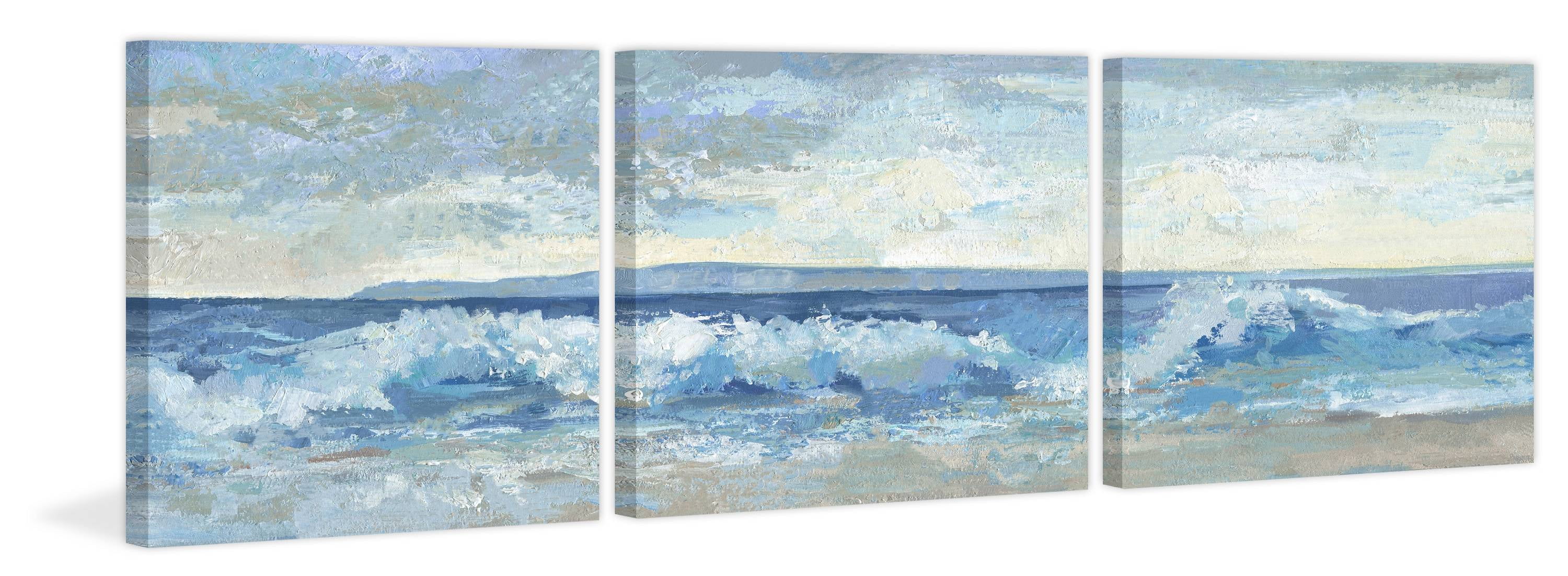 Free Shipping! Parvez Taj Great Waves Triptych Fine Art Canvas Print 3 ...