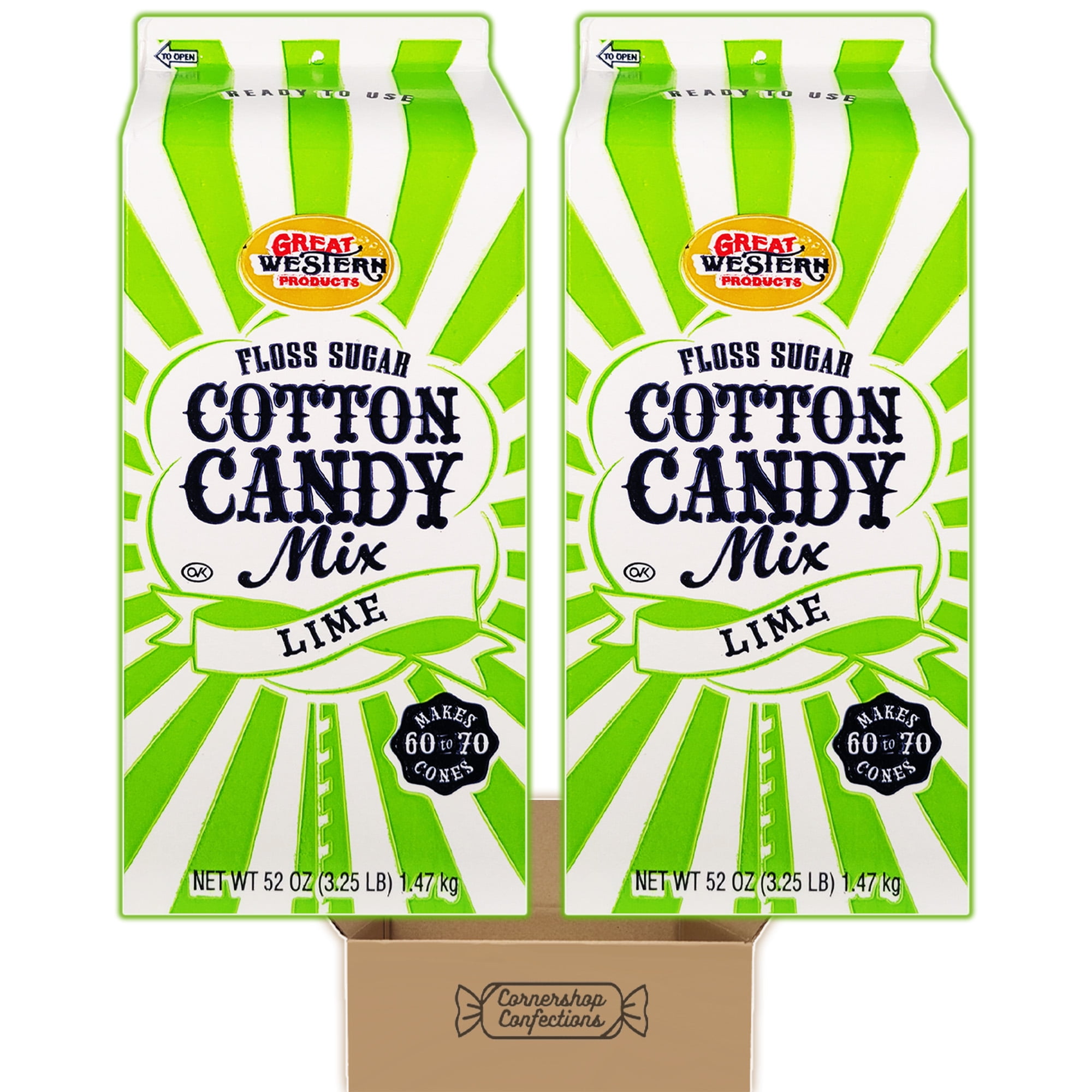 Great Western Floss Sugar Cotton Candy Mix Bundle Pack - Lime - 2 ...