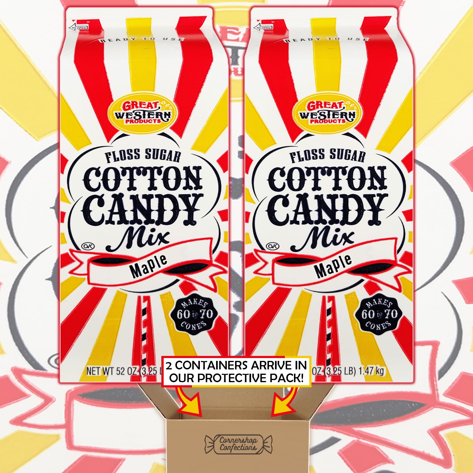 Great Western Floss Sugar Cotton Candy Mix Bundle Pack - Maple - 2 ...