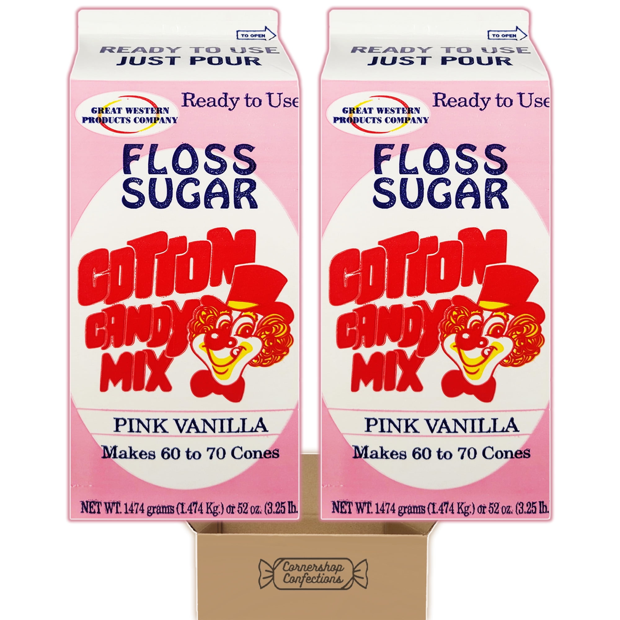 Great Western Floss Sugar Cotton Candy Mix Bundle Pack - Pink Vanilla ...