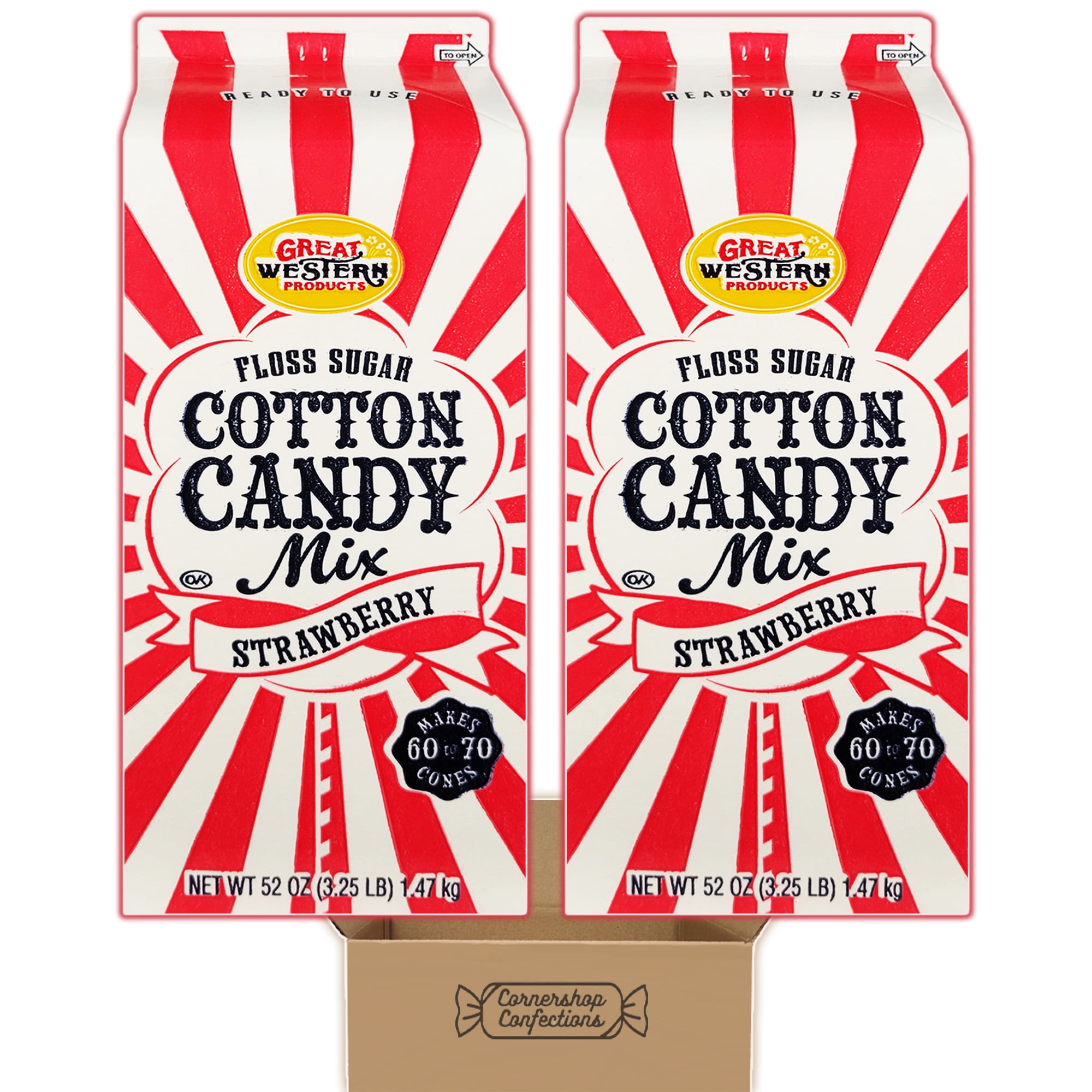 Great Western Floss Sugar Cotton Candy Mix Bundle Pack - Strawberry - 2 ...