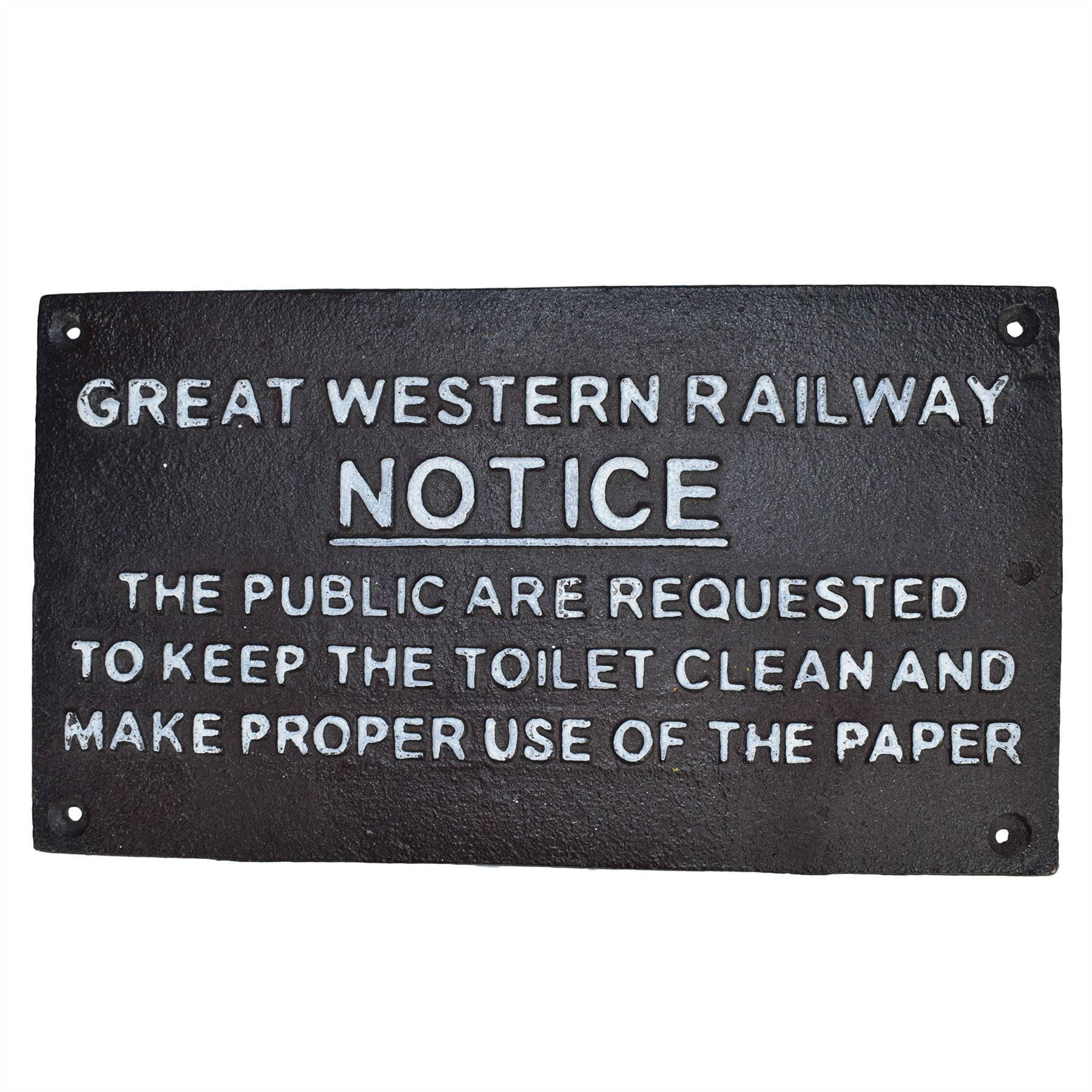 Great Western Notice Toilet Railway Brown Cast Iron Sign Plaque Wall ...