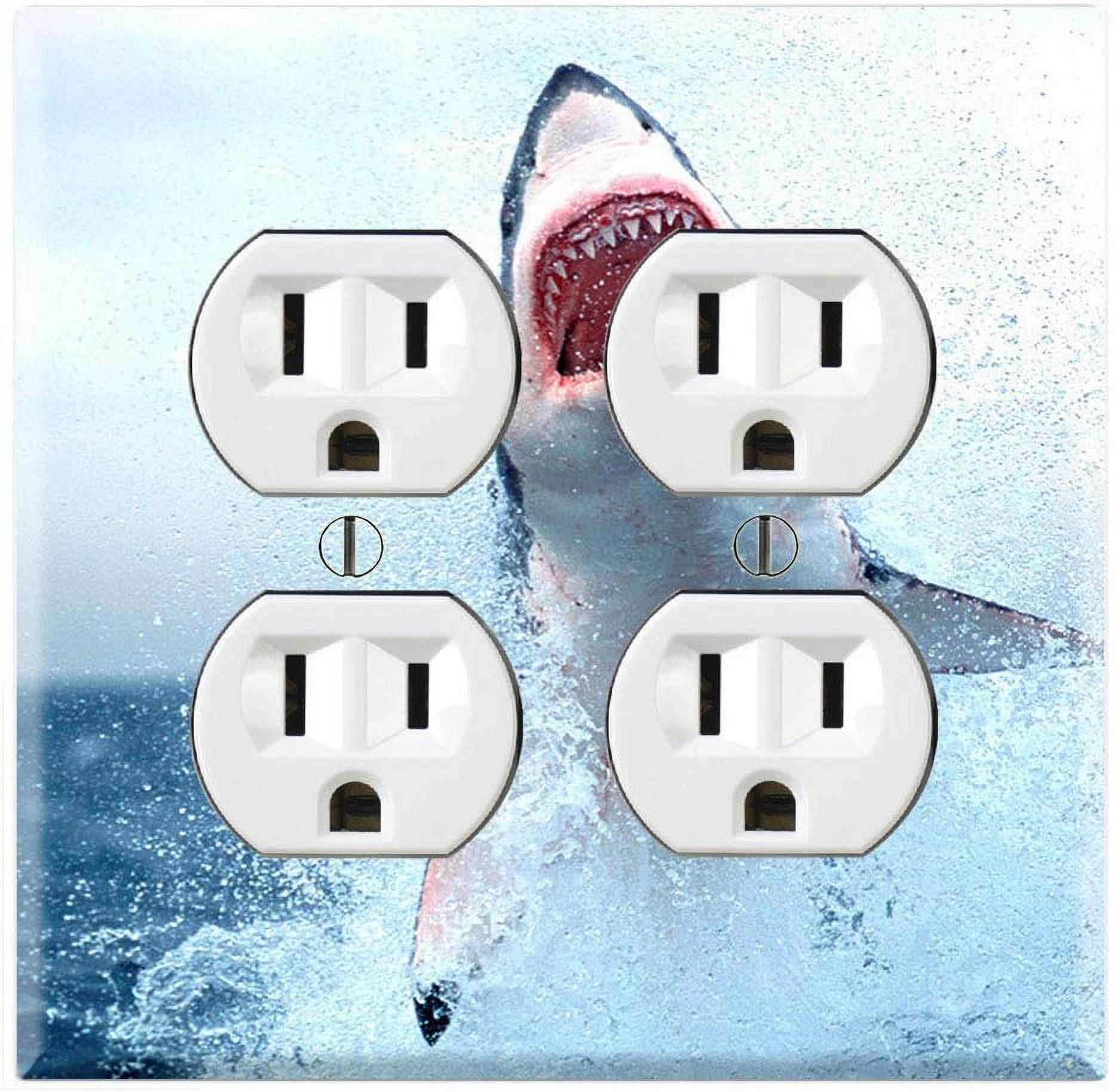 Great White Attack Quadplex Outlet Wall Plate Cover - Walmart.com