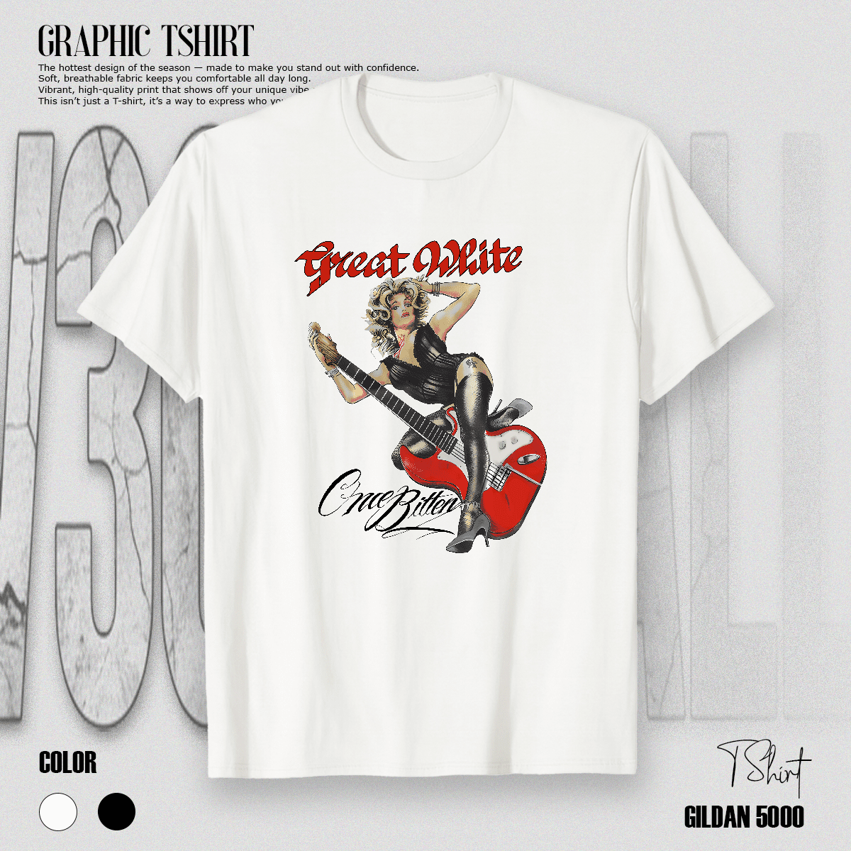 Great White Band Once Bitten Hard Rock 80s Metal Music Fan Art Unisex T ...