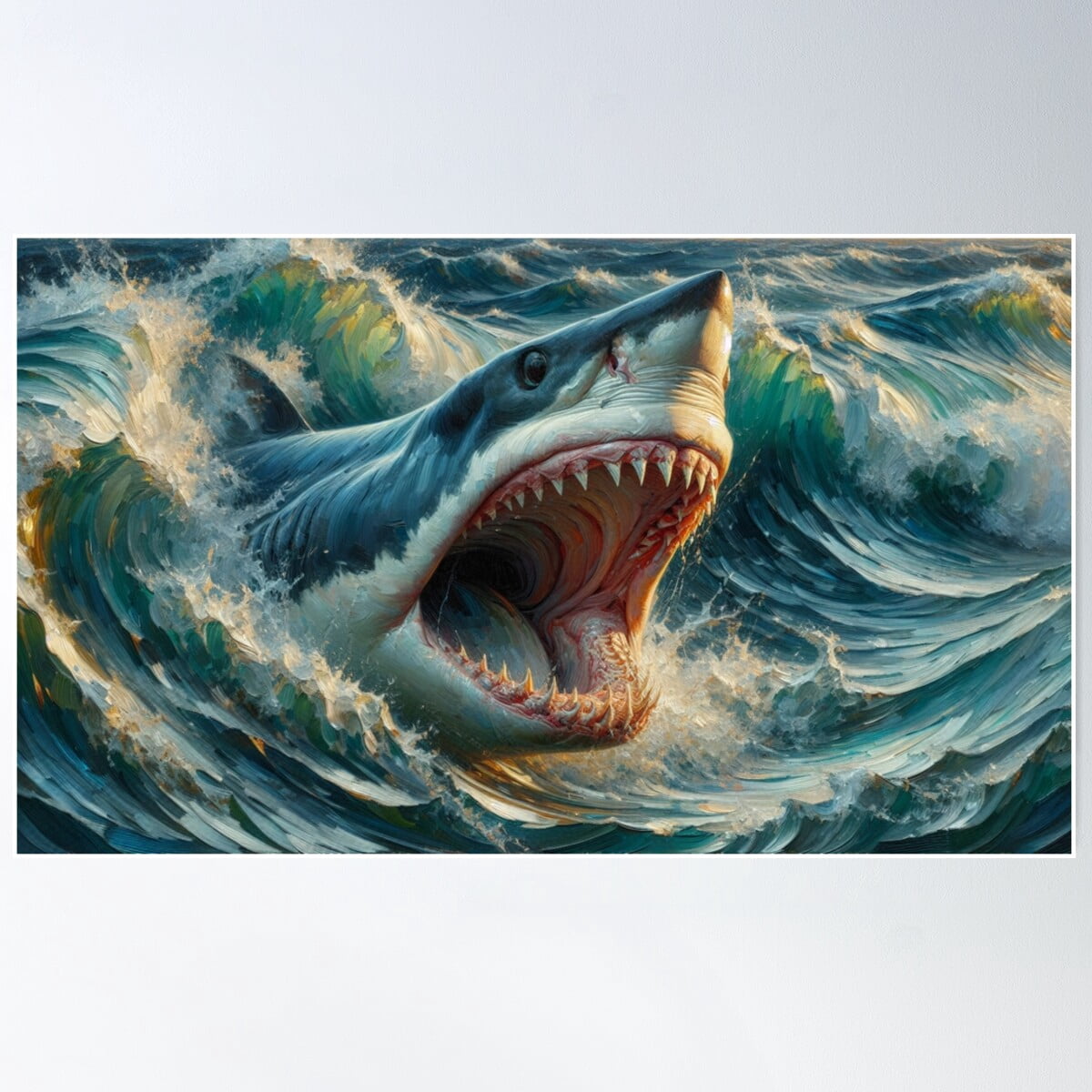Great White Bite Poster Wall Art, Modern Wall Decor For Living Room ...