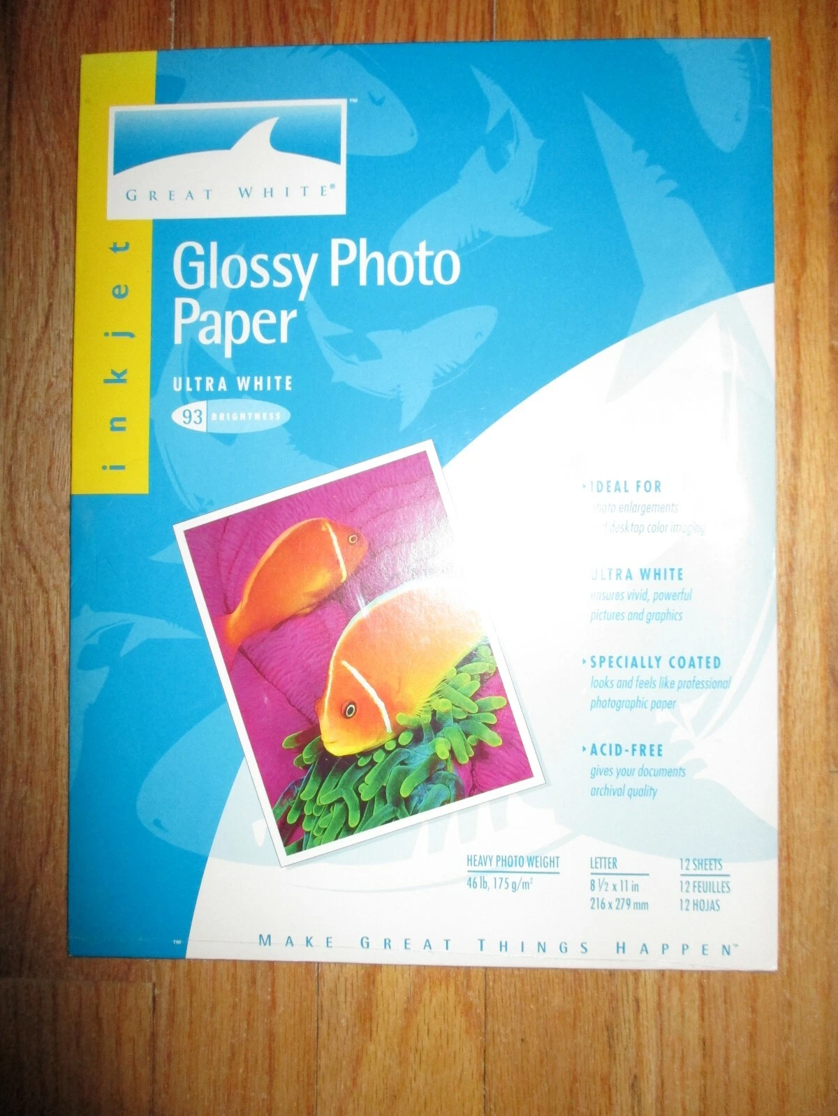 Great White Glossy Photo Paper 93 Ultra White Glossy 12 Sheets 8.5 X 11 ...