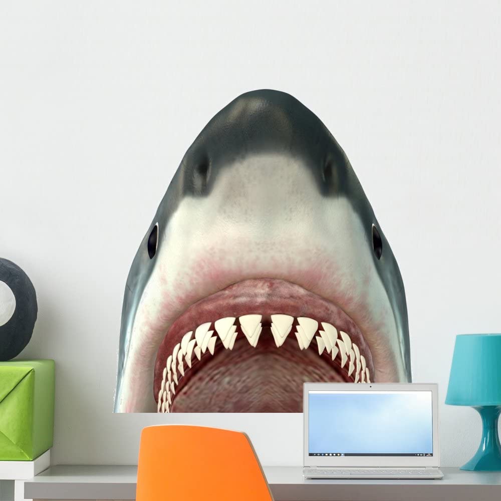 Great White Jaws Wall Decal Peel and Stick Graphic WM172908 (24 in H x ...