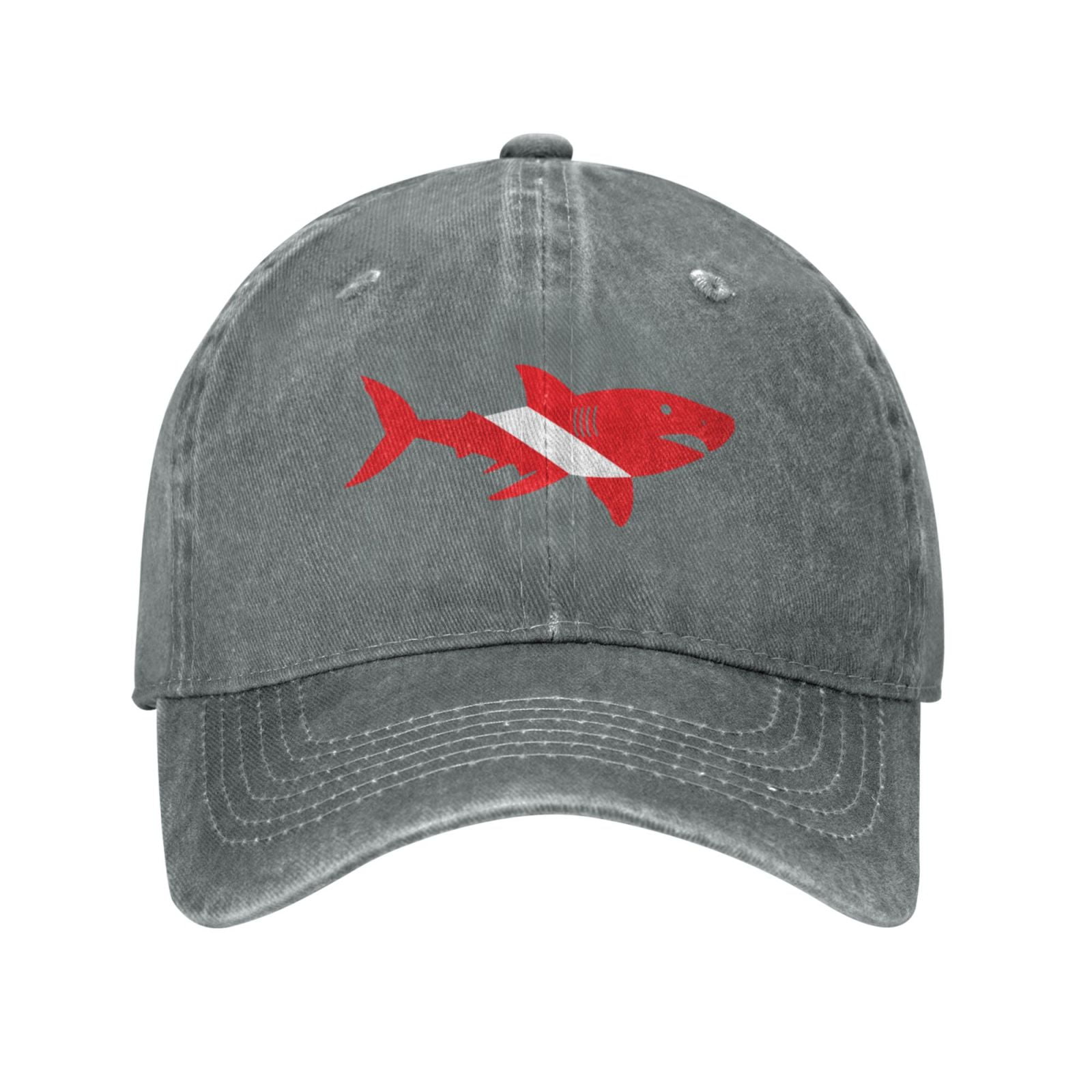 Great White Scuba Diver Unisex Denim Baseball Cap Adjustable Vintage ...