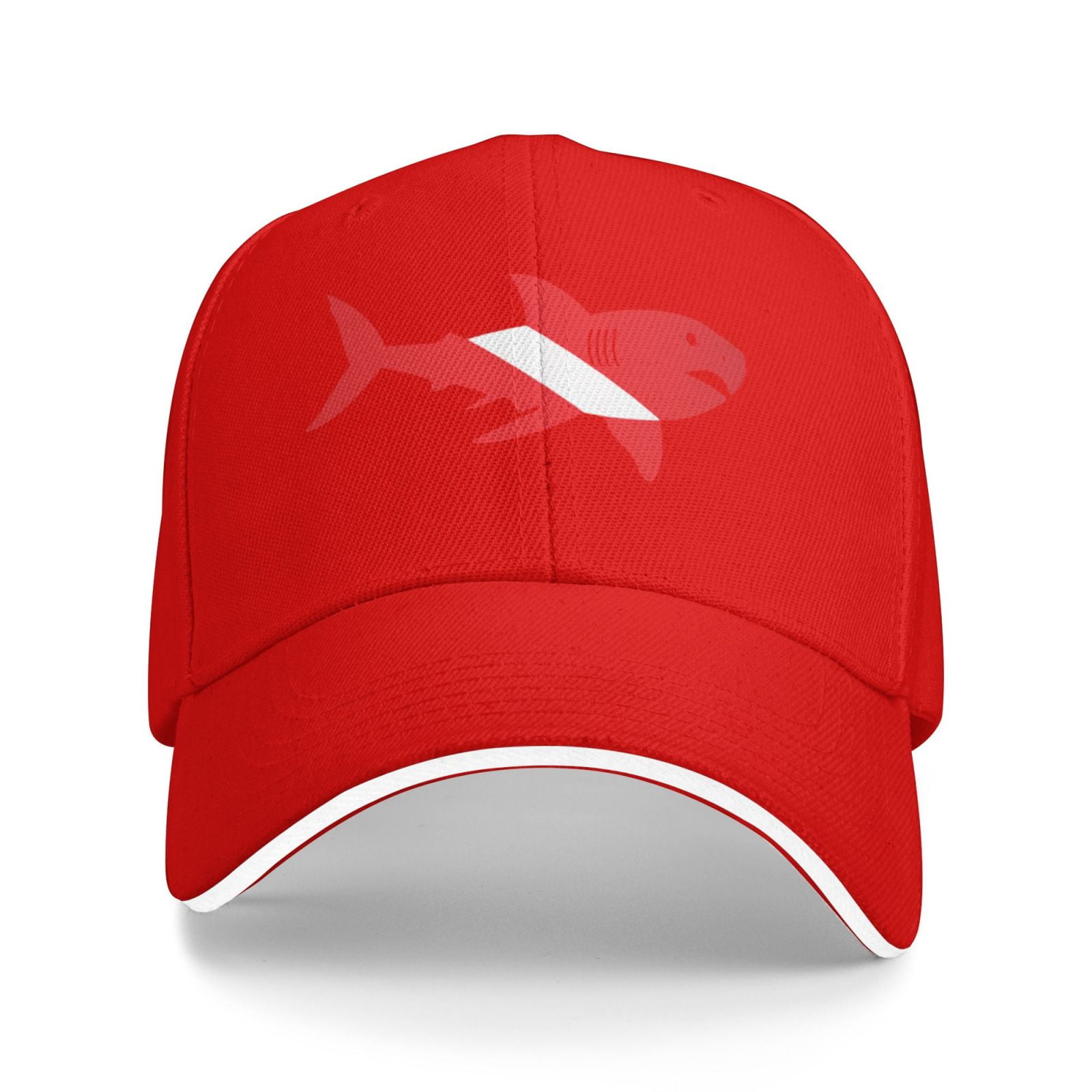 Great White Scuba Diver Unisex Golf Baseball Cap Adjustable Sandwich ...