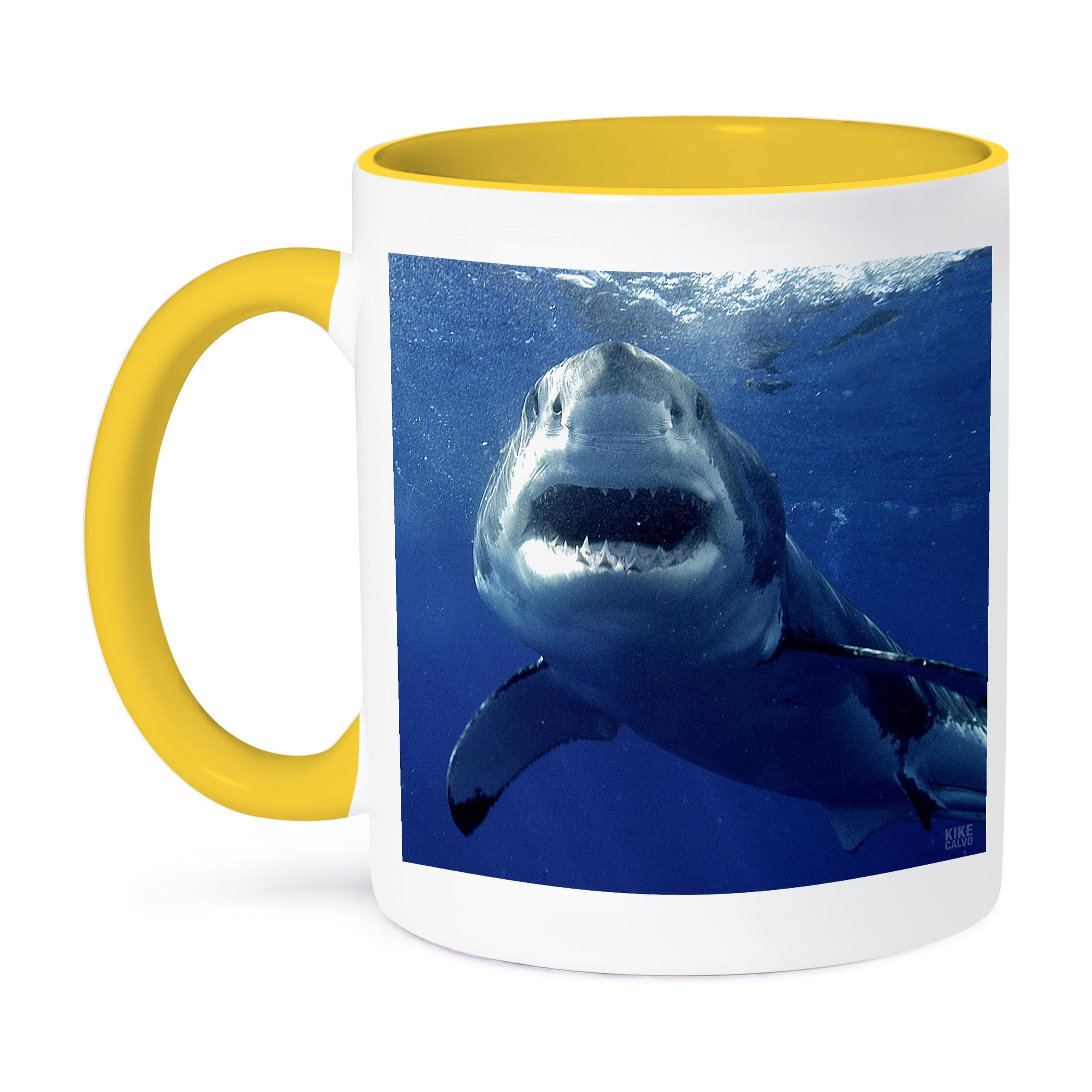3dRose, Great White Shark, 11oz Two-Tone Yellow Mug - Walmart.com