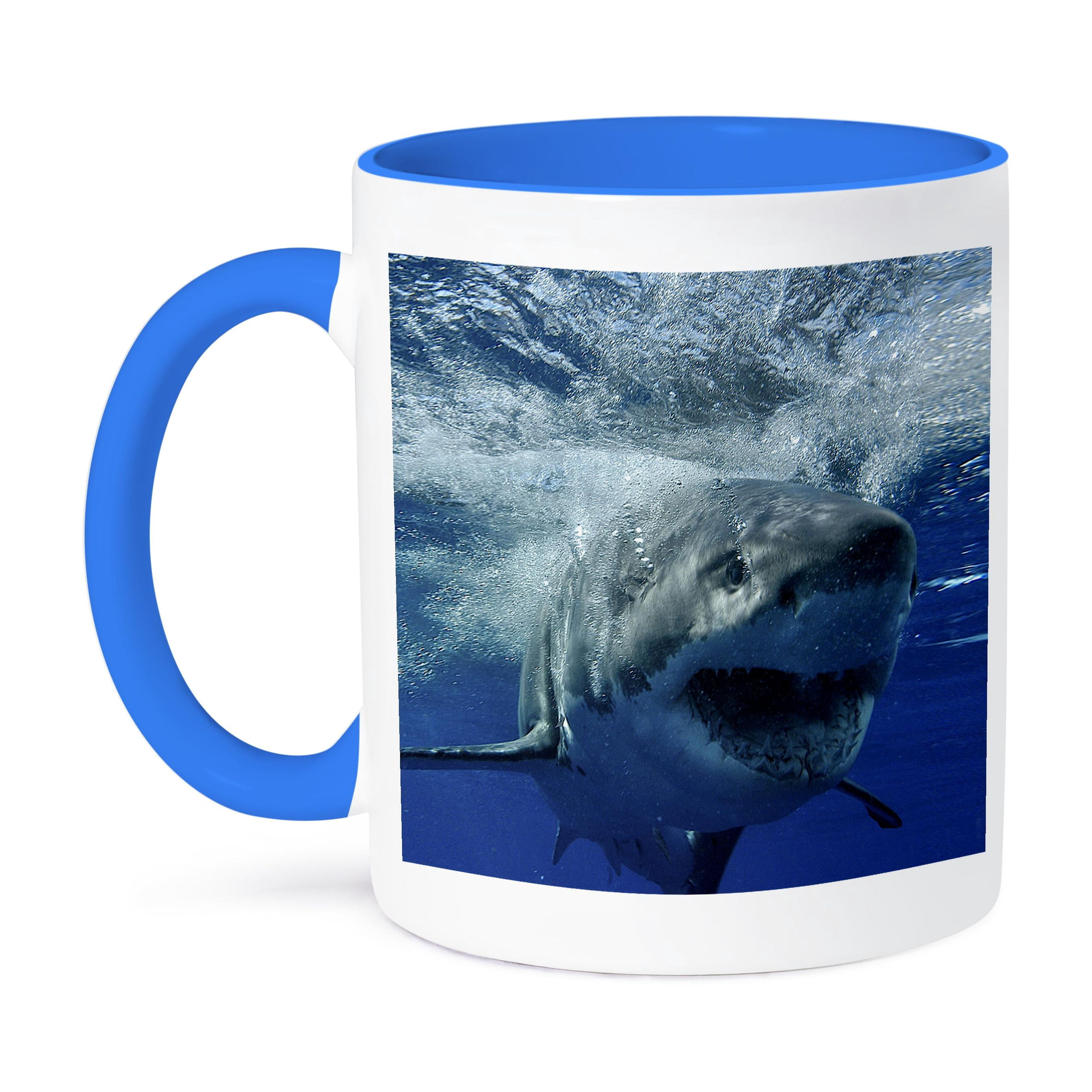 3dRose, Great White Shark, 15oz Two-Tone Blue Mug - Walmart.com
