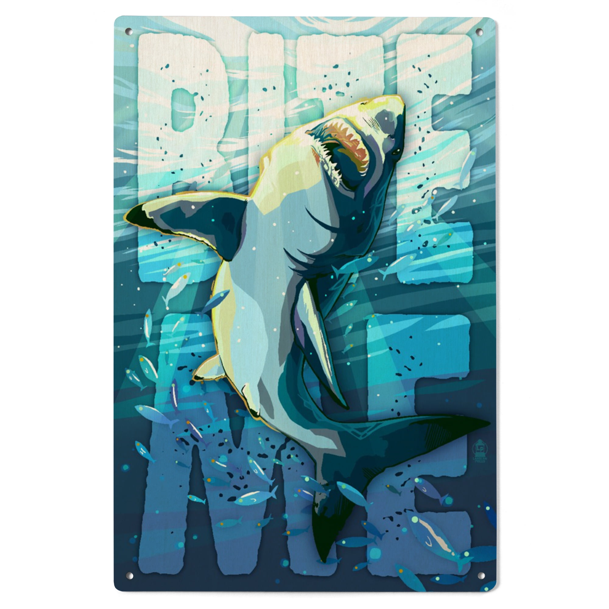 Great White Shark, Bite Me Birch Wood Wall Sign (6x9 Rustic Home Decor ...