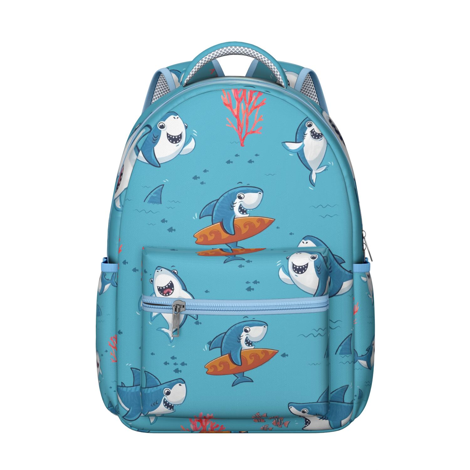 Great White Shark Illustration Student Backpack Waterproof Durable ...