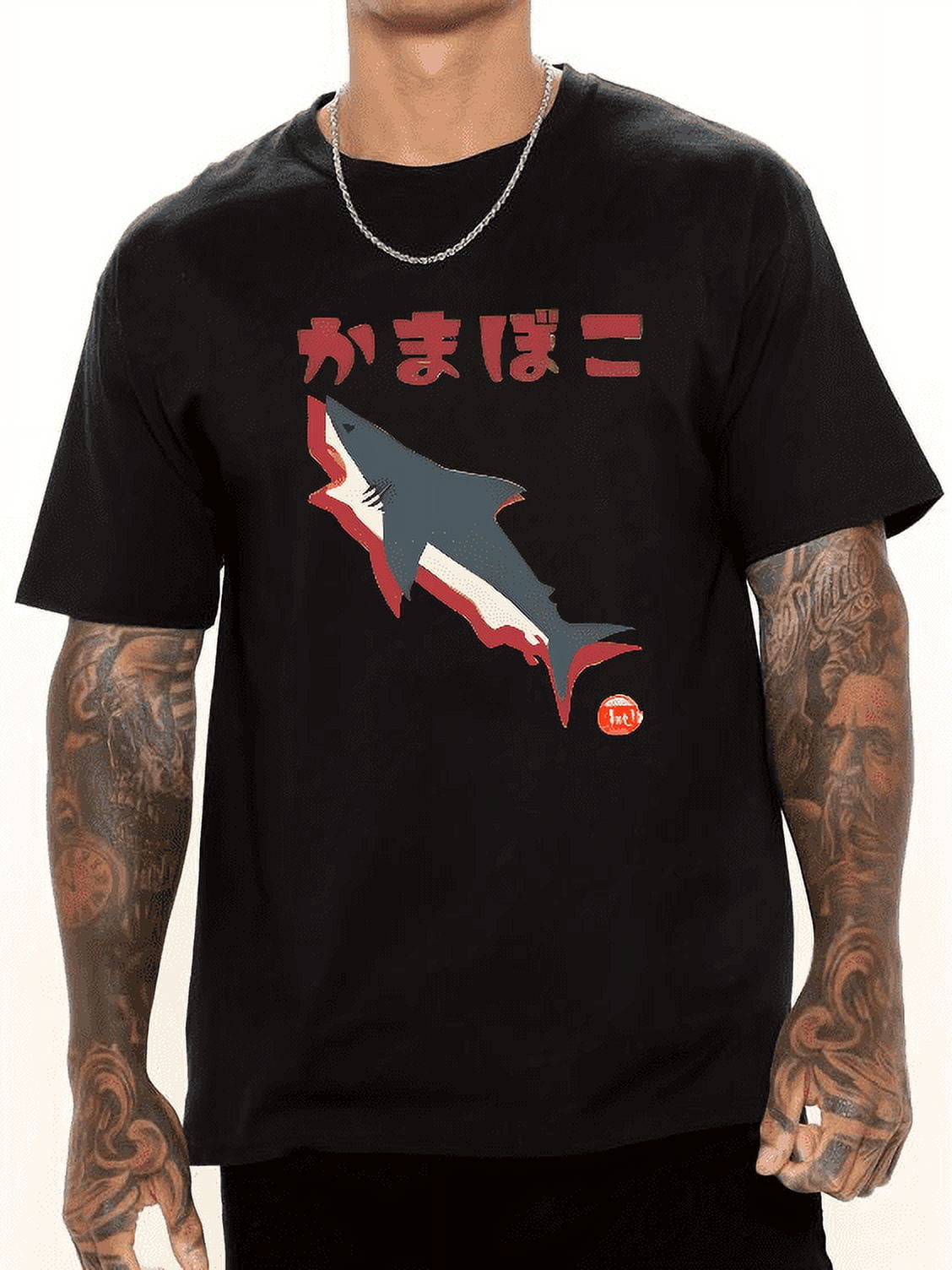 Great White Shark Japanese Retro Cotton casual T-shirt - Walmart.com