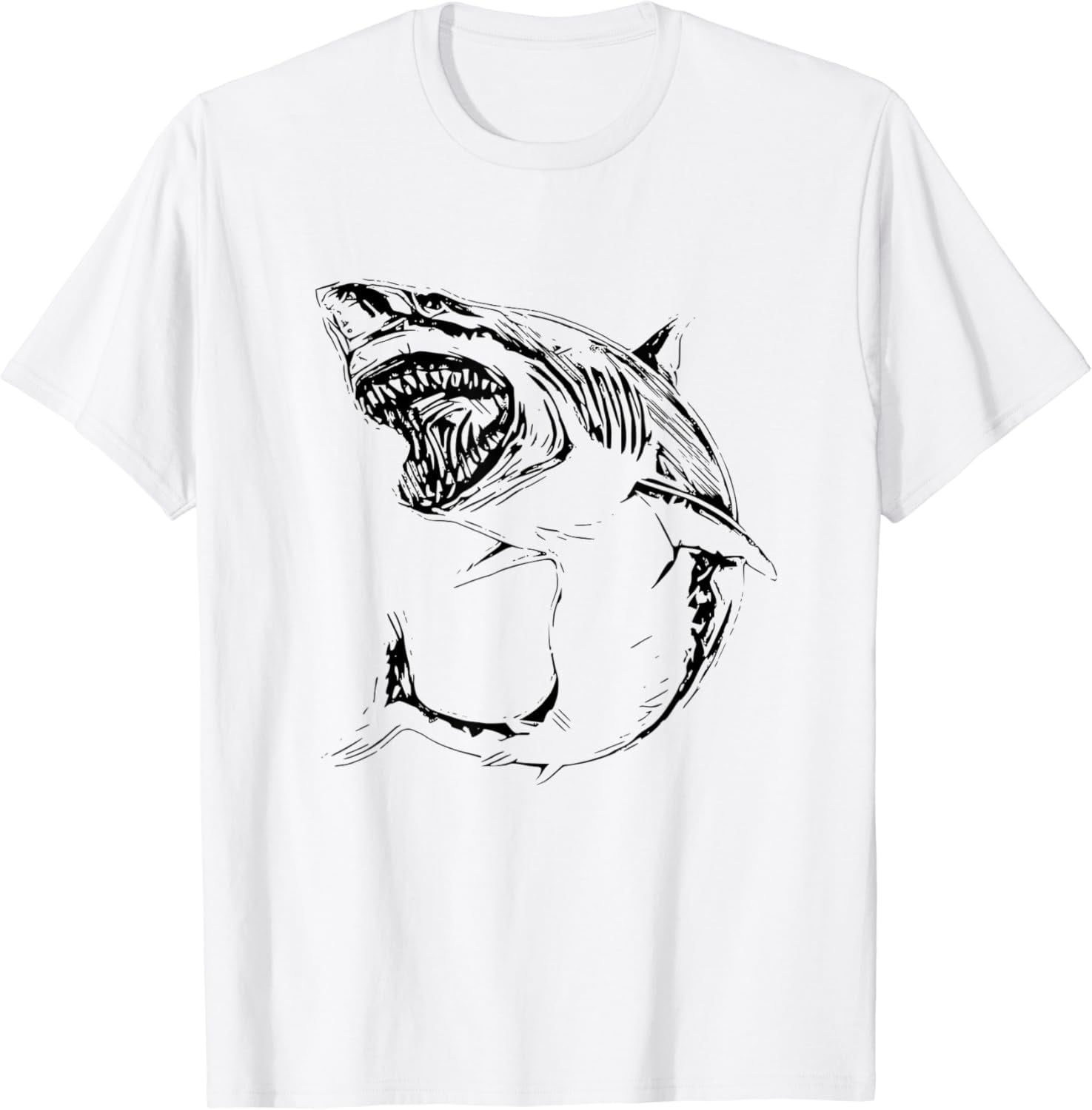 Great White Shark Motif Colorful Sharks Predator Shark T-Shirt ...