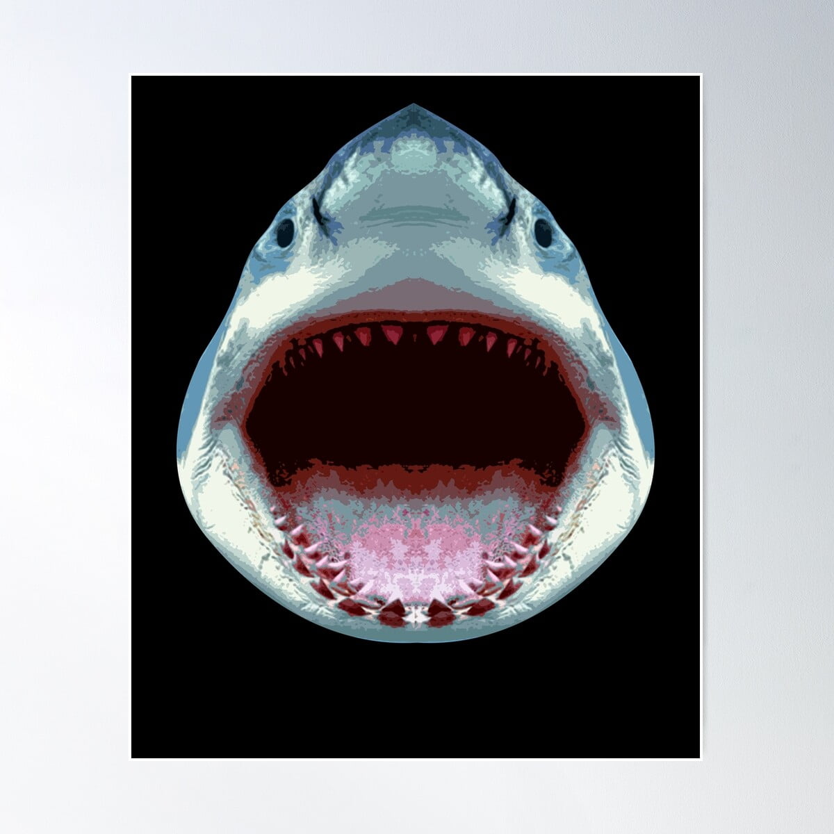 Great White Shark Mouth Teeth Poster Wall Art, Modern Wall Decor For ...
