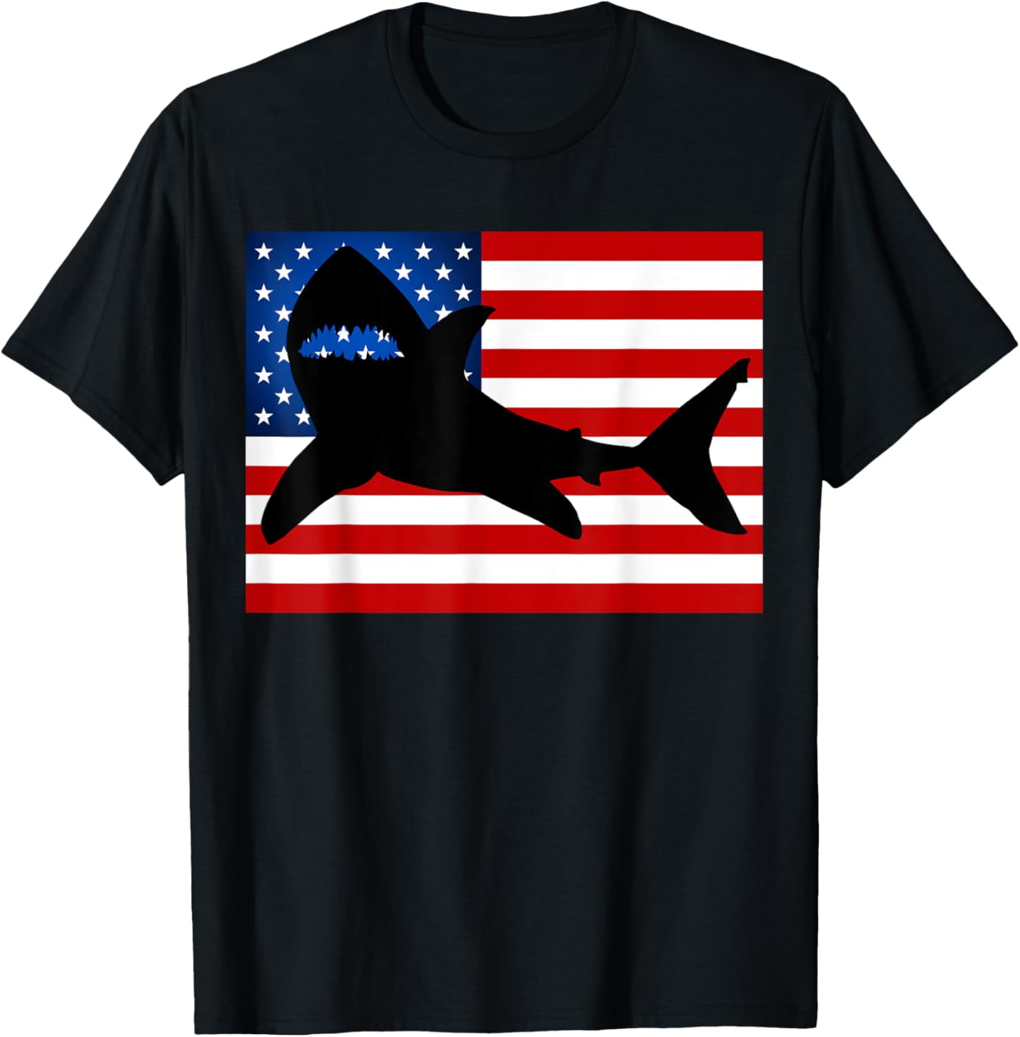 Great White Shark Patriotic USA Flag - Shark T-Shirt - Walmart.com