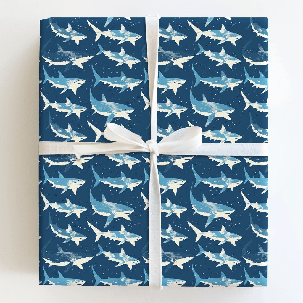 Great White Shark Pattern Deep Blue Sea Gift Wrapping Paper - Walmart.com